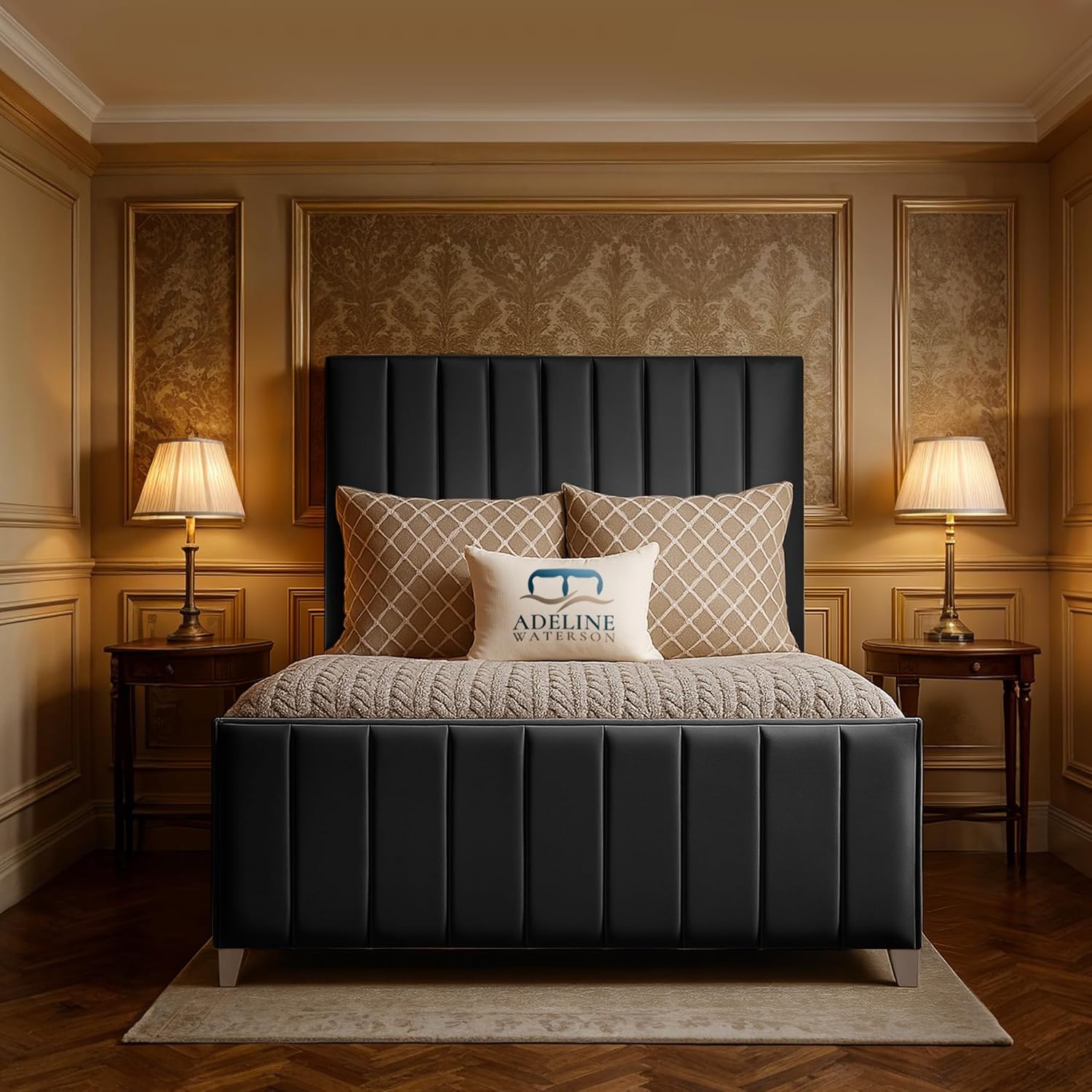 ADELINE WATERSON Richmond Upholstered Bed - Plush Velvet Headboard ...