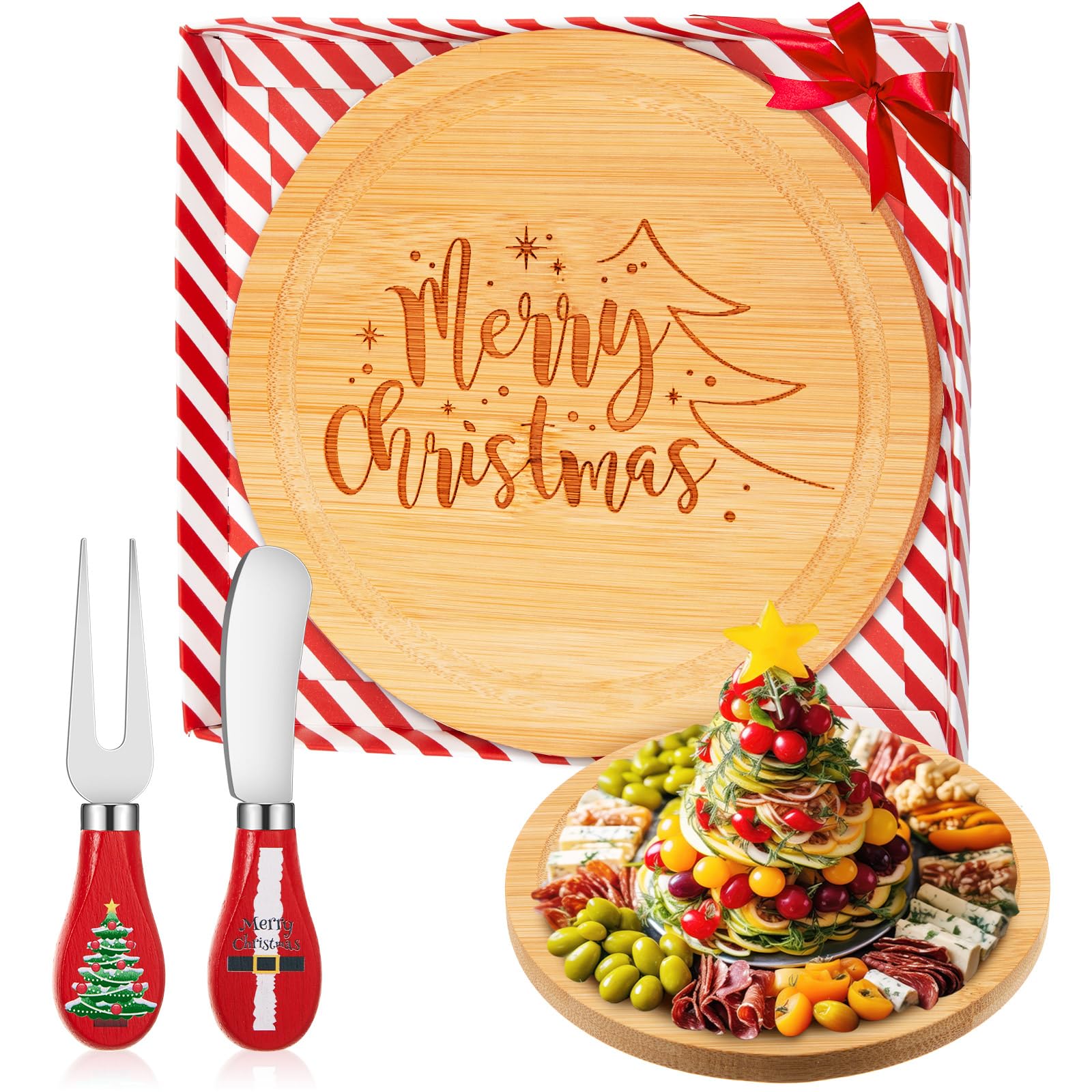 Amazon.com | Ziliny 1 Set Christmas Cheese Board Wood Cheese Board Gift ...