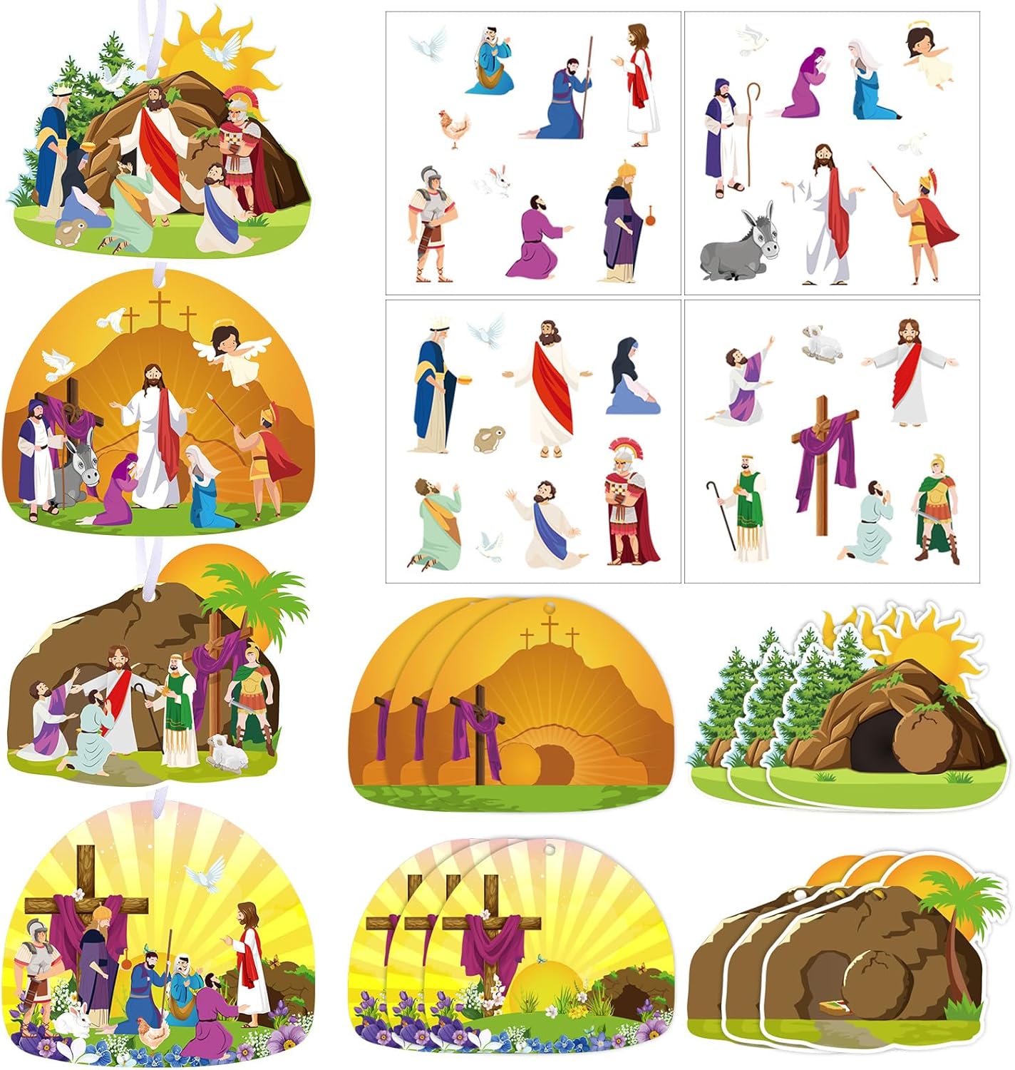 Amazon.com: Censen 24 Pcs Make an Easter He Lives Sticker Scenes Easter ...