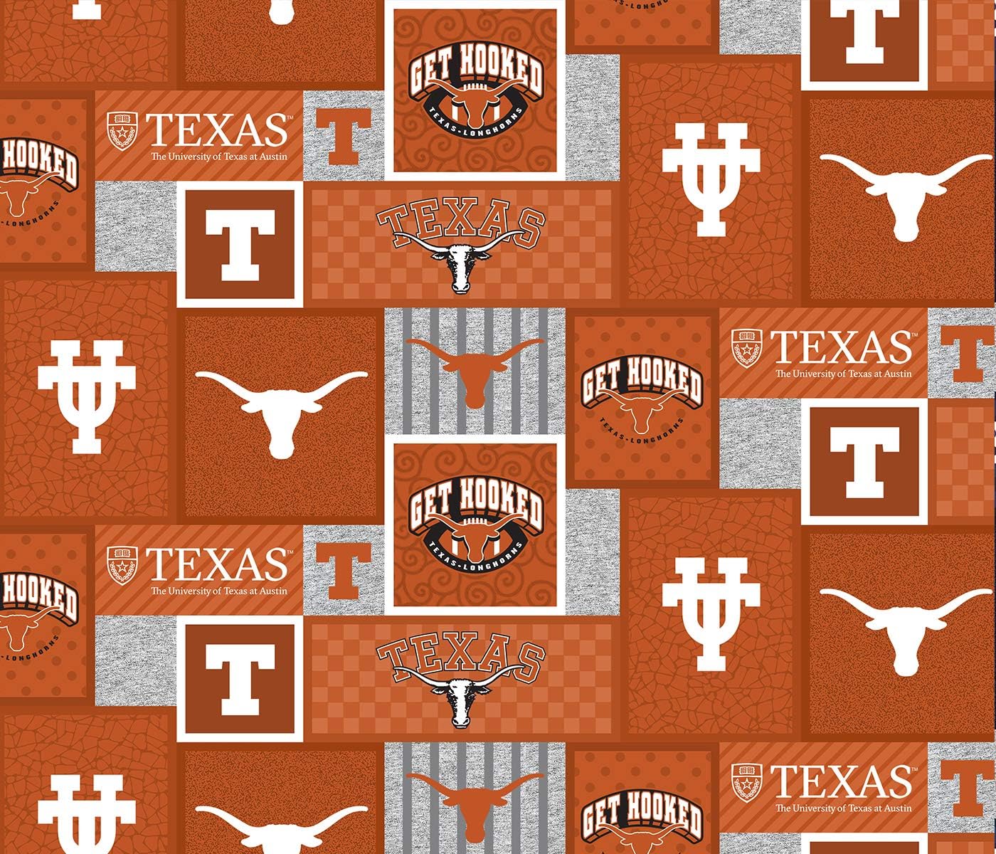 Amazon.com: SYKEL ENTERPRISES University of Texas Fleece Blanket Fabric ...