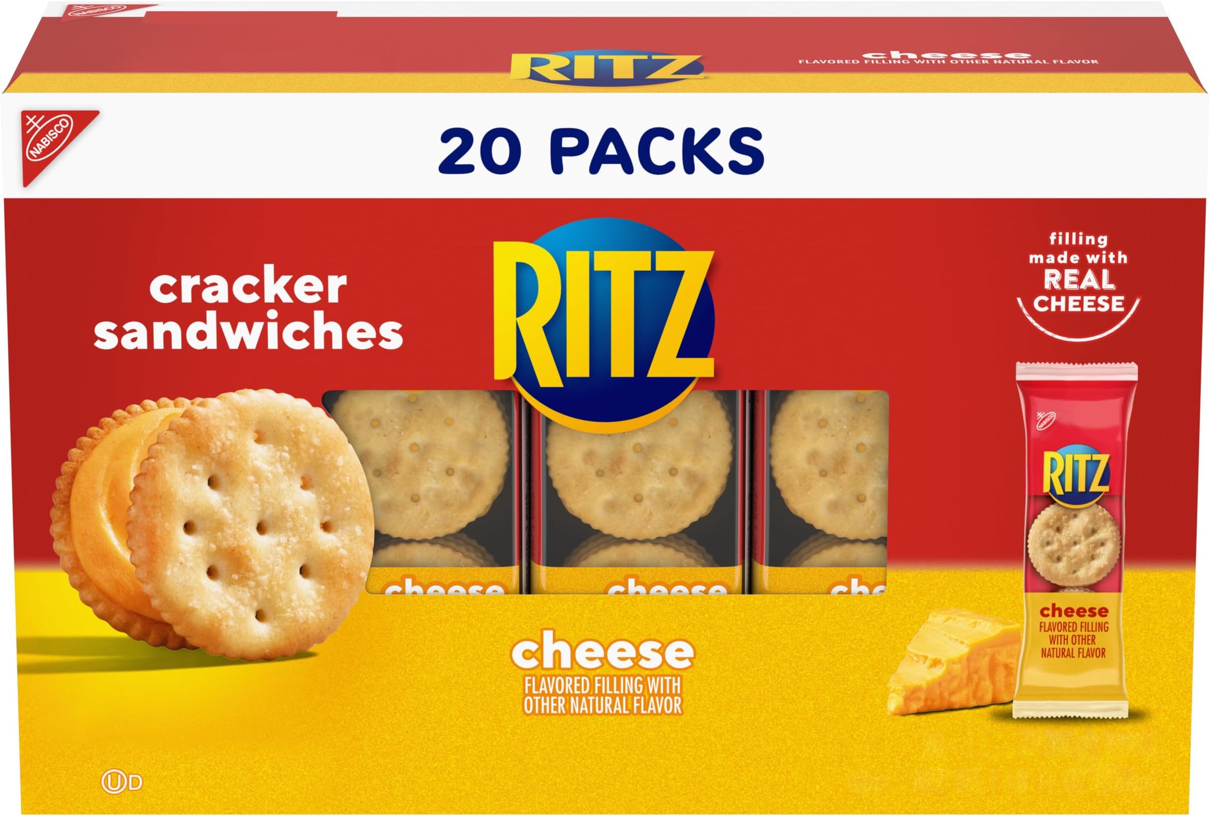 Amazon.com : RITZ Cheese Sandwich Crackers, 20 Snack Packs (6 Crackers ...