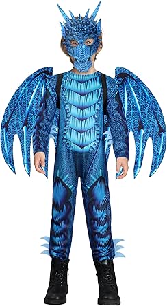 IKALI Kids Dragon Costume, 3 Pcs Boys Jumpsuit with Wings Mask Animal ...
