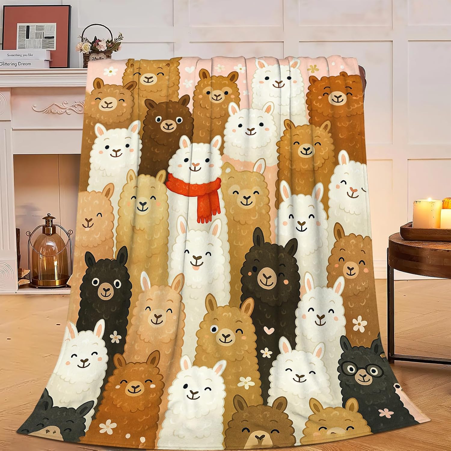 Amazon.com: Alpaca Blanket Cute Llama Alpaca Throw Blanket Soft Cozy ...