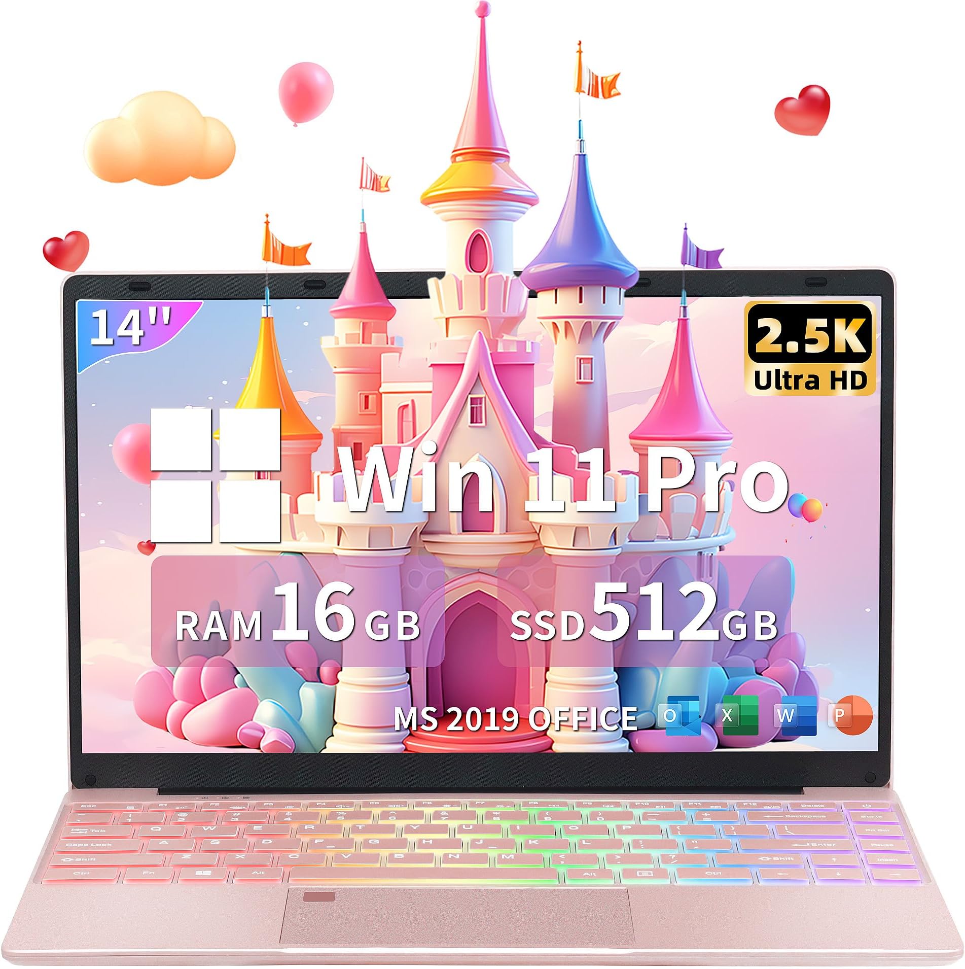 Amazon.com: 【Win 11 Pro/MS Office 2019】 16" Purple Laptop Ultra-Narrow ...