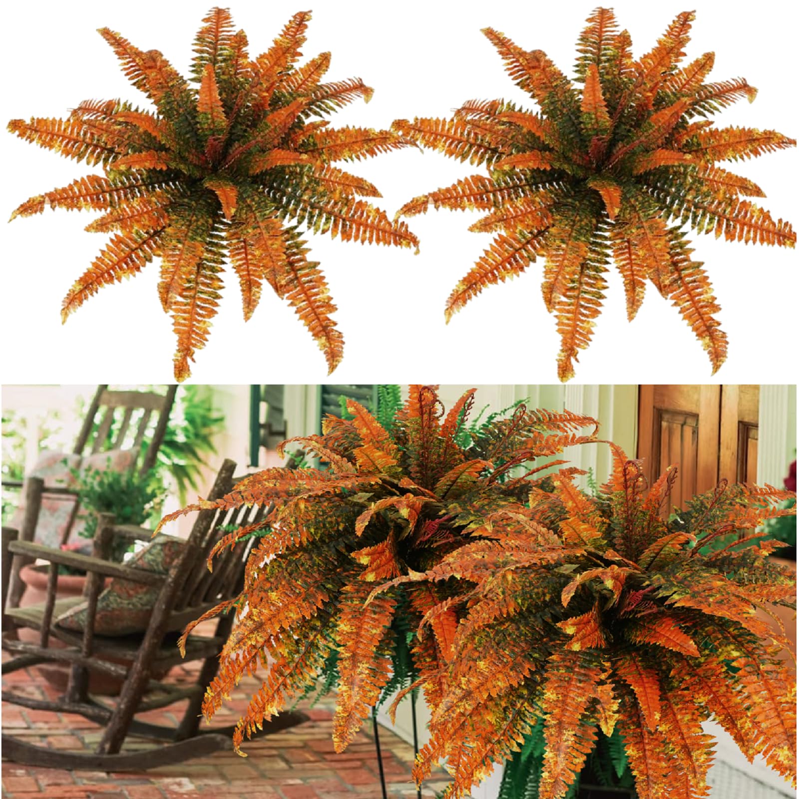 Amazon.com: 4PCS Artificial Fall Ferns for Outdoors 22in Large Autumn ...