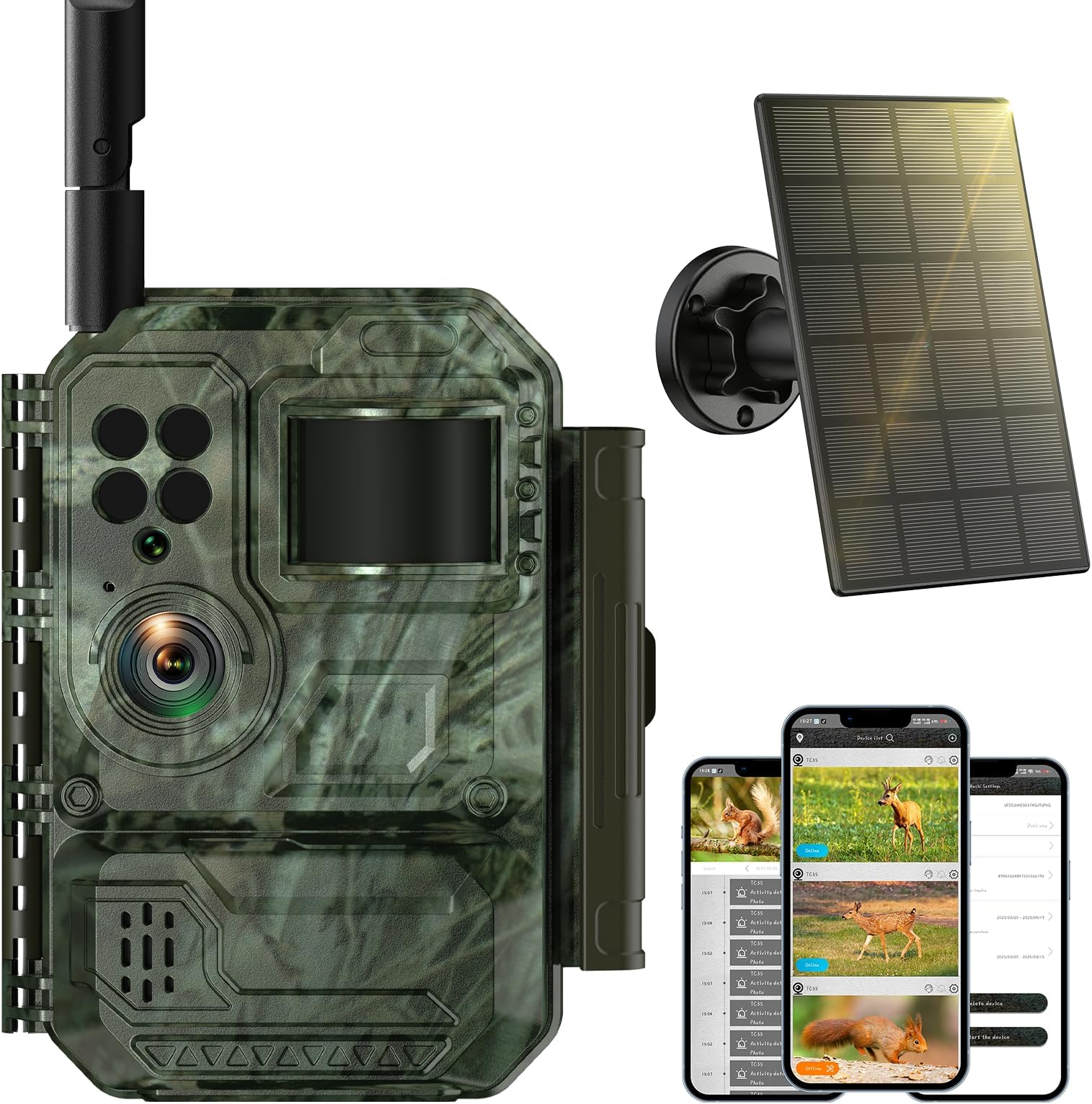 VOOPEAK 4G LTE Solar Wildkamera mit SIM Karte Unbegrenzter Fluss, 1080P ...