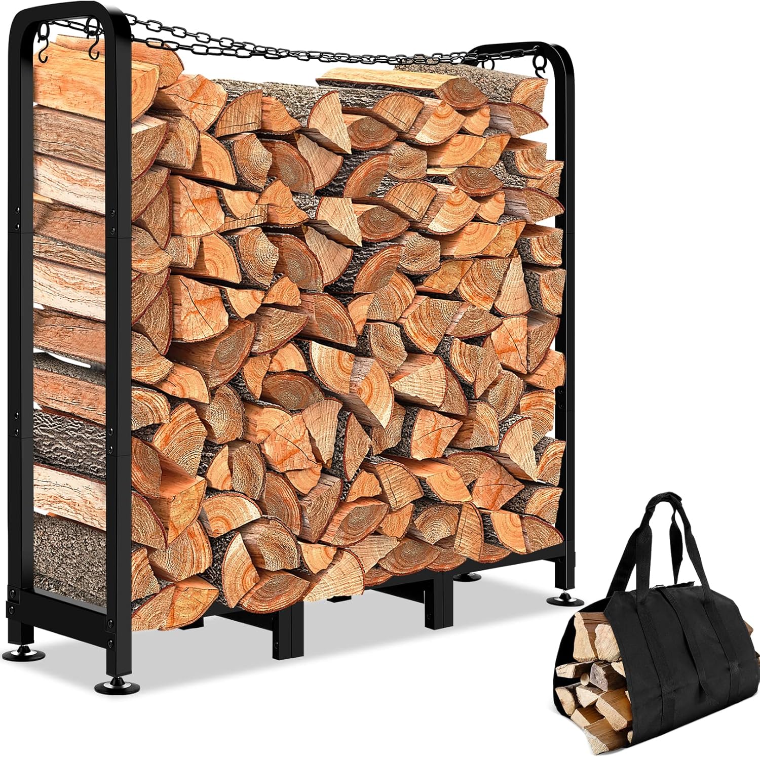 Amazon.com : Homdox Firewood Rack, Heavy Duty Outdoor Log Rack Indoor ...