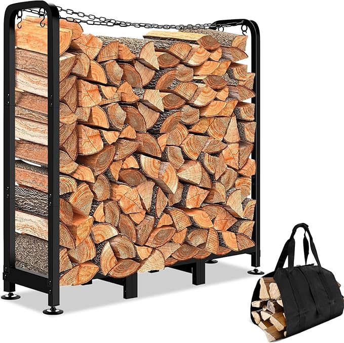 Amazon.com : Homdox Firewood Rack, Heavy Duty Outdoor Log Rack Indoor ...