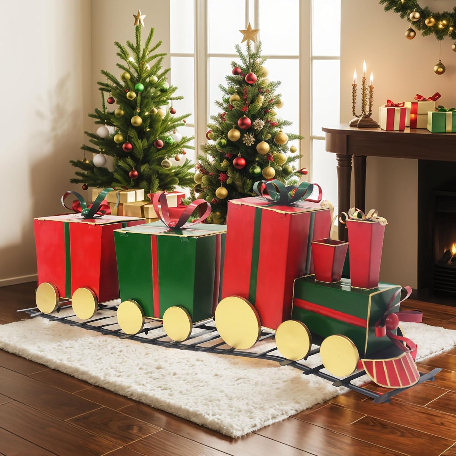 Amazon.com: Christmas Festive Iron Train Decor with Gift-Shaped ...