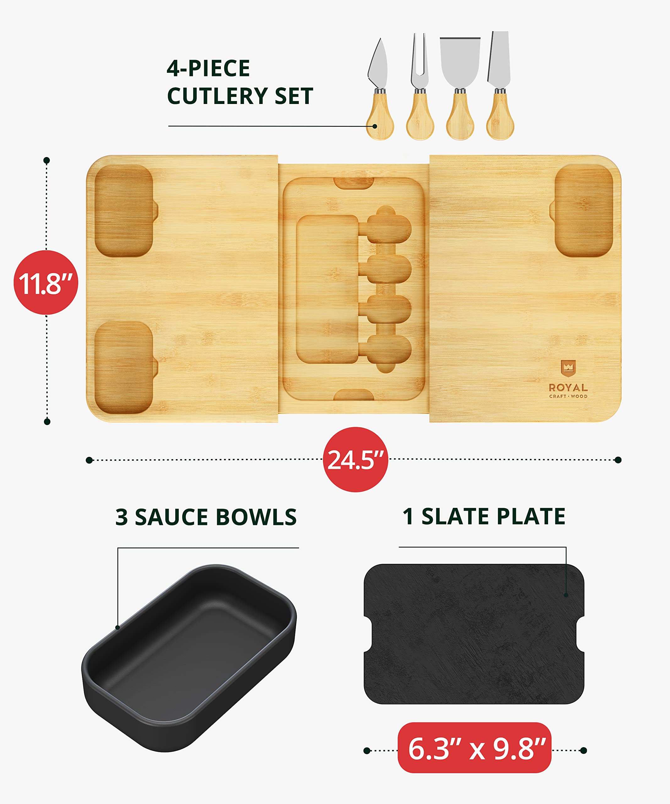 Snapklik.com : ROYAL CRAFT WOOD Extra Large Bamboo Charcuterie Boards ...