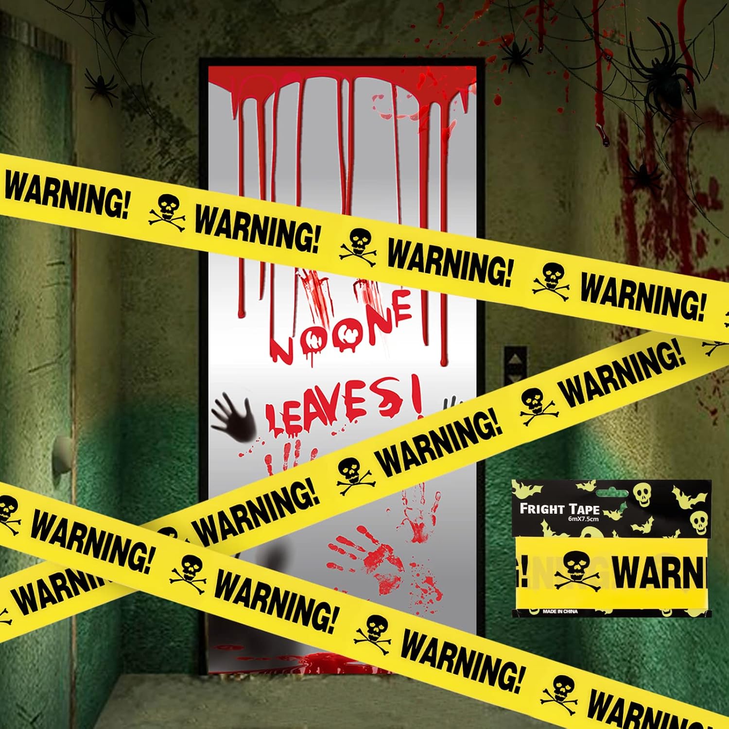 VINFUTUR Halloween Creepy Decoration Set - NO ONE LEAVES Dripping Blood ...