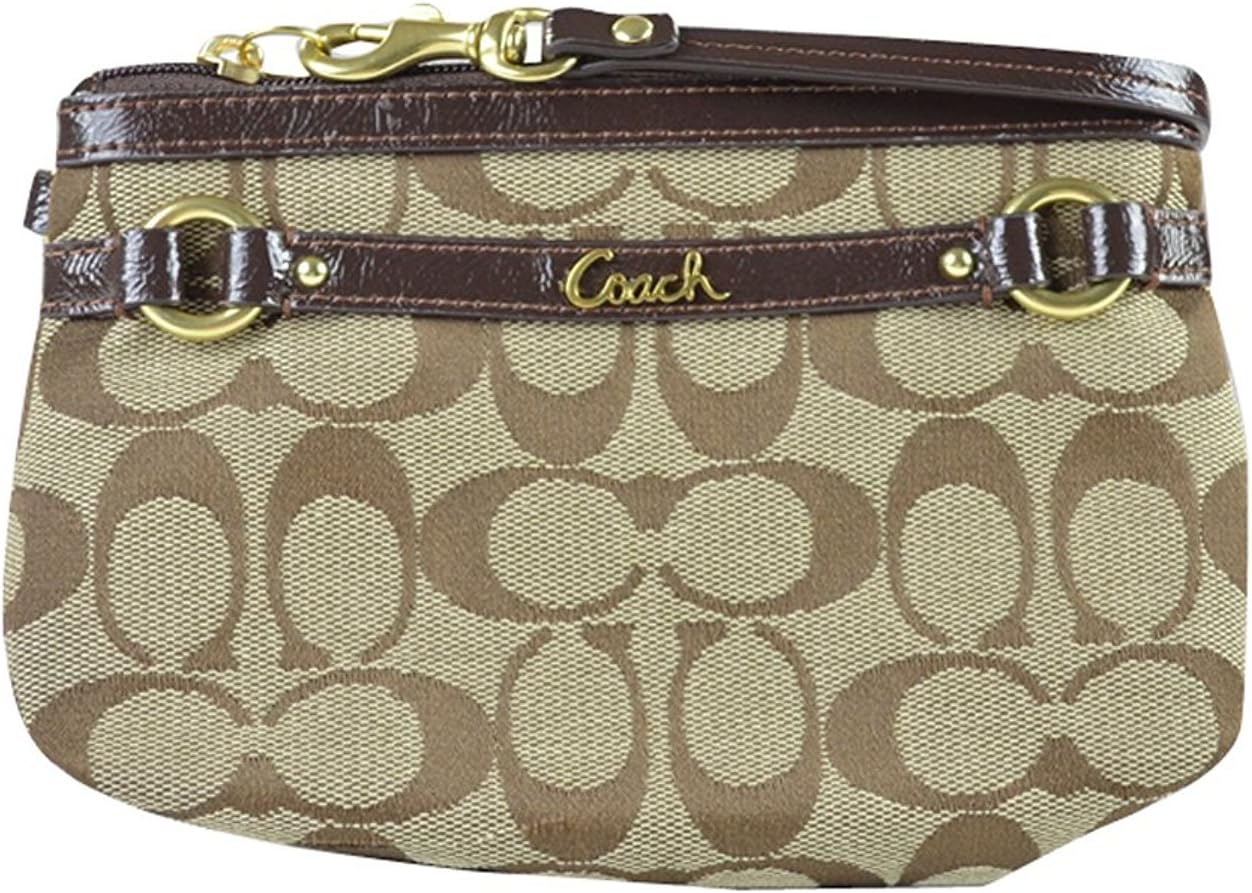 Coach Signature Medium Wristlet Khaki and Mahogany 48299: Handbags ...