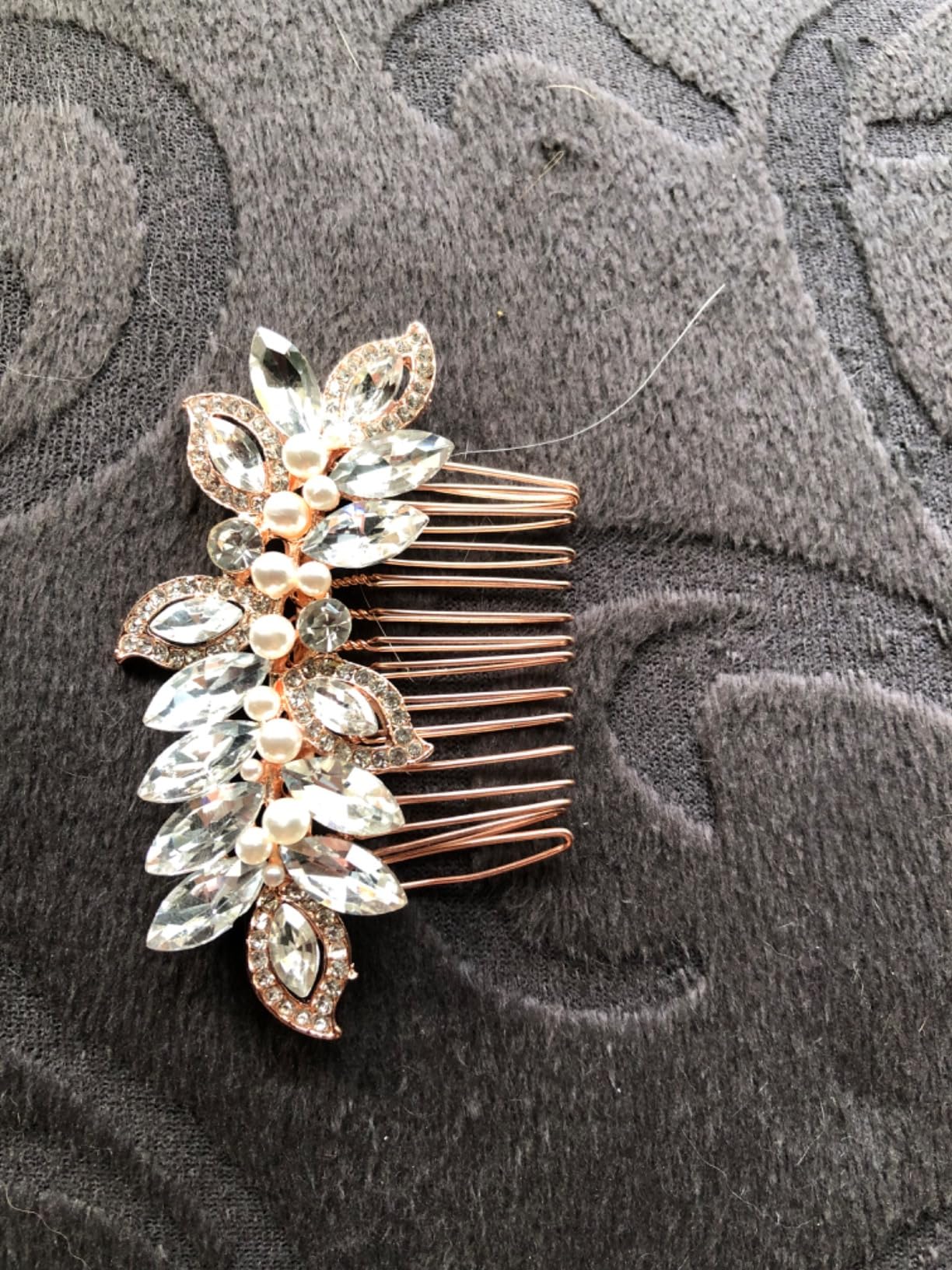 Amazon.com : Foyte Crystal Wedding Hair Comb Pearl Bride Headpiece Rose ...