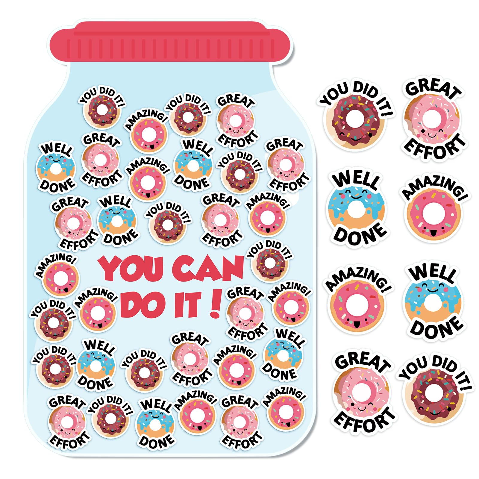 Snapklik.com : 60 Pcs Magnetic Donut Reward Jar Magnetic Positive ...