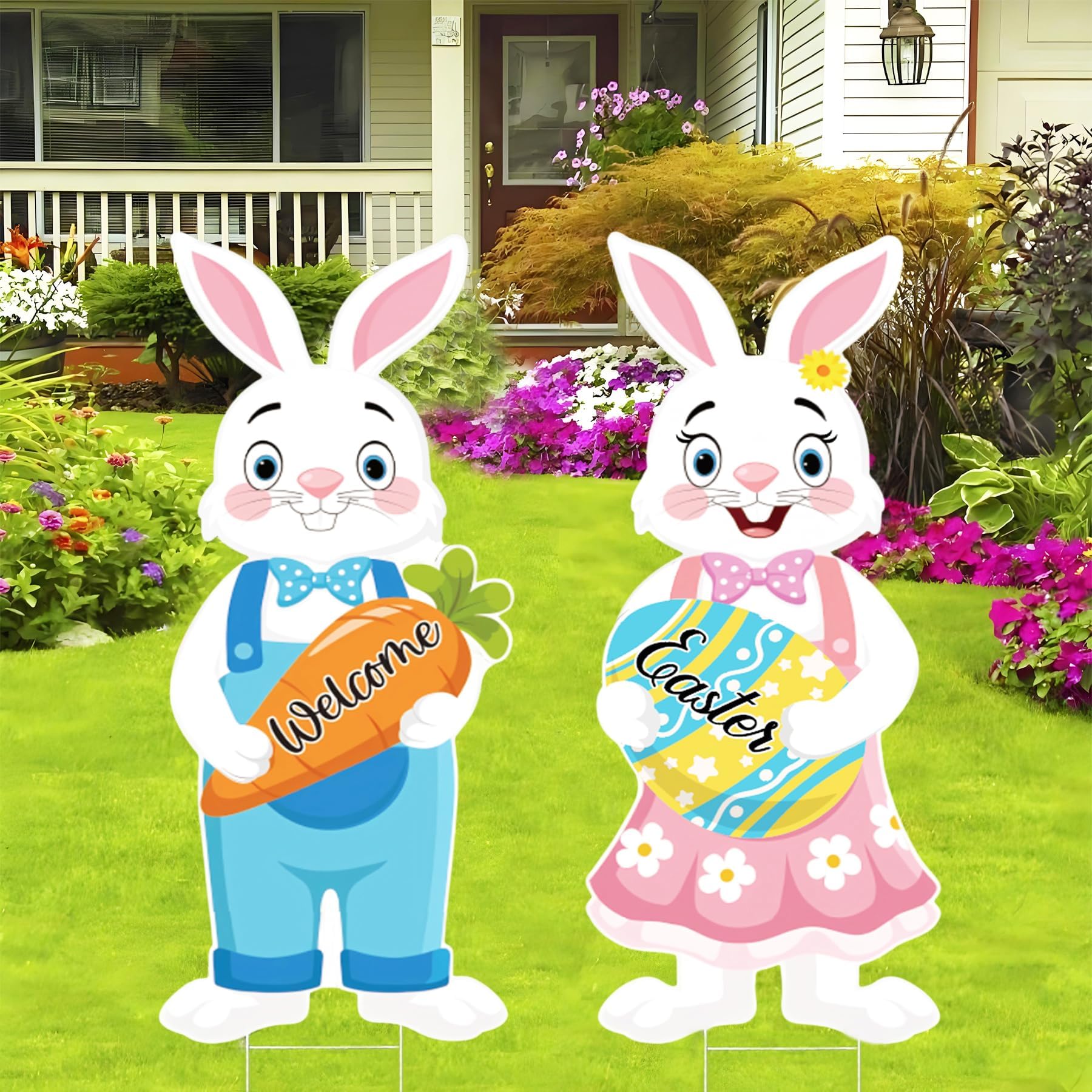 Amazon.com : Umigy 3 Pcs Easter Yard Sign Bunny Outdoor Sign with ...