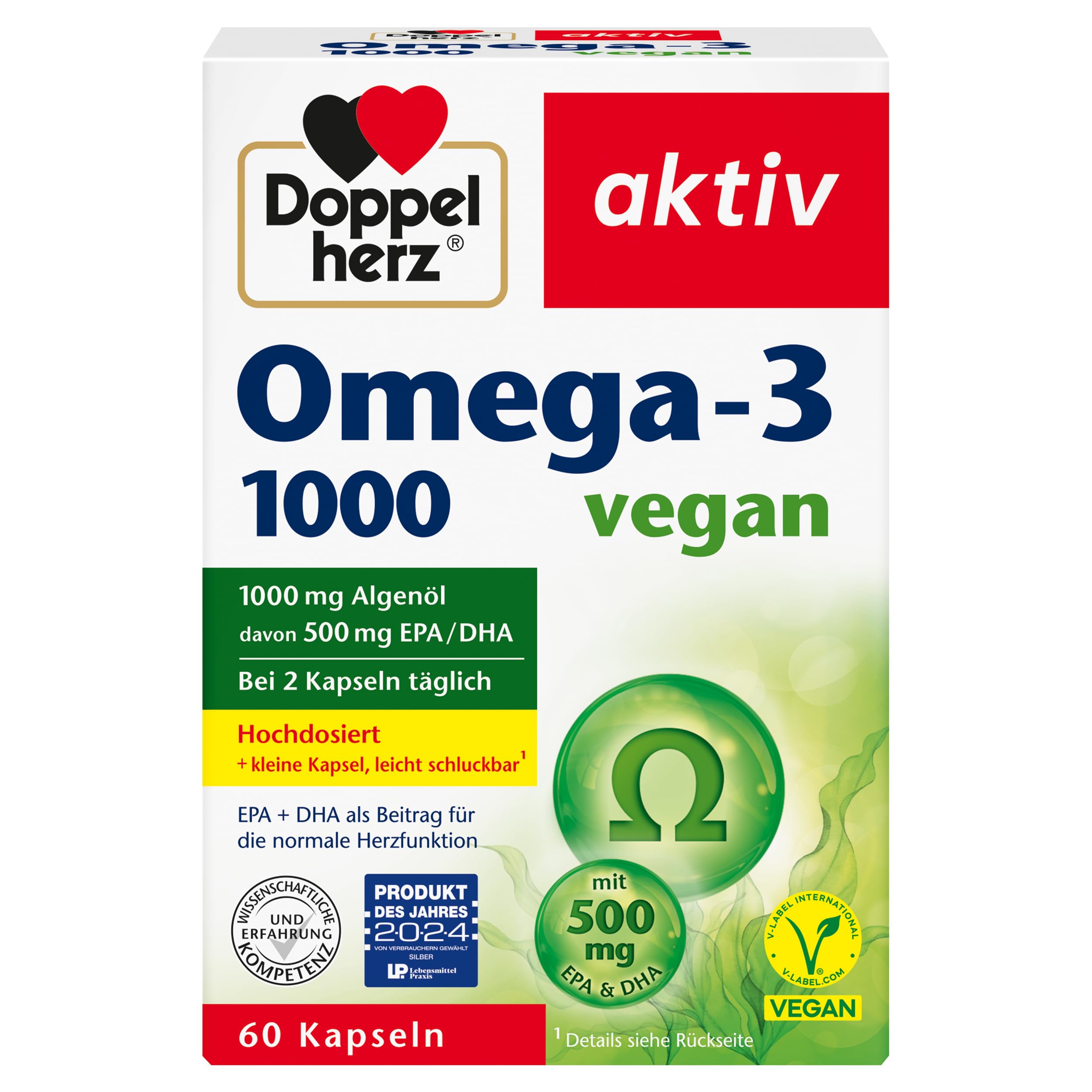 Doppelherz Omega-3 1000 Vegan - High Dose Omega-3 Fatty Acids EPA & DHA ...