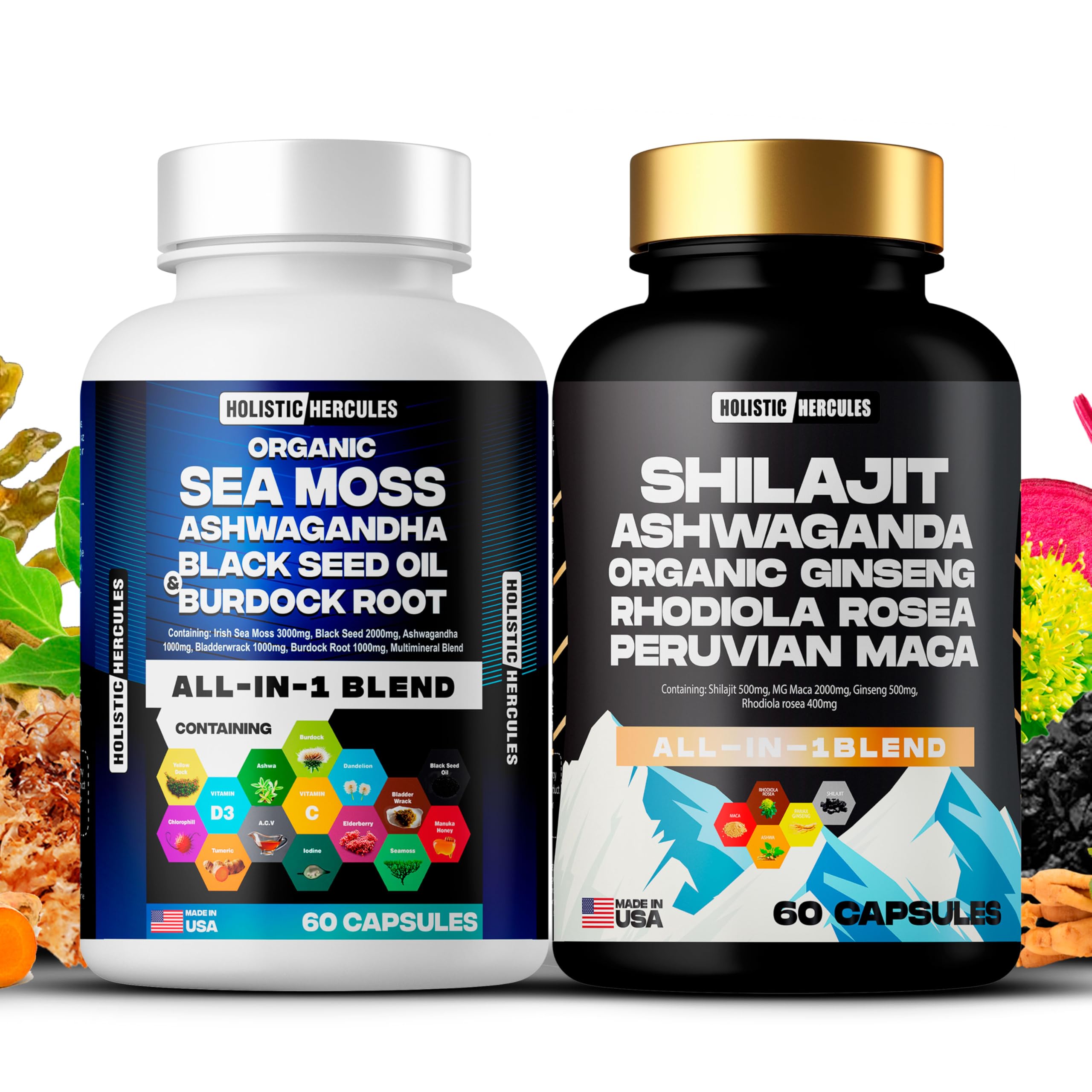 Amazon.com: Holistic Hercules Classic Combo Bundle - Sea Moss 3000mg ...