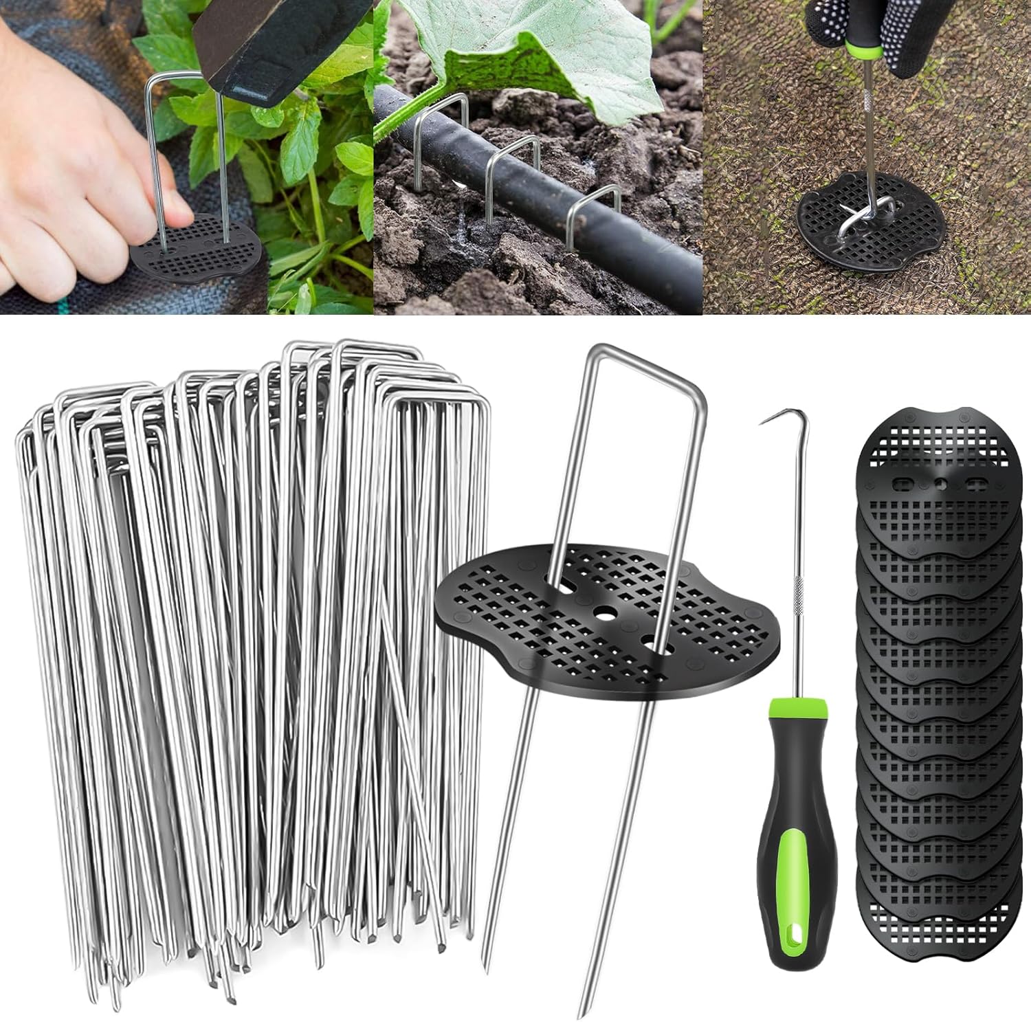 Amazon.com : 101pcs Garden Stakes Landscape Staples Set, 6 Inch 11 ...