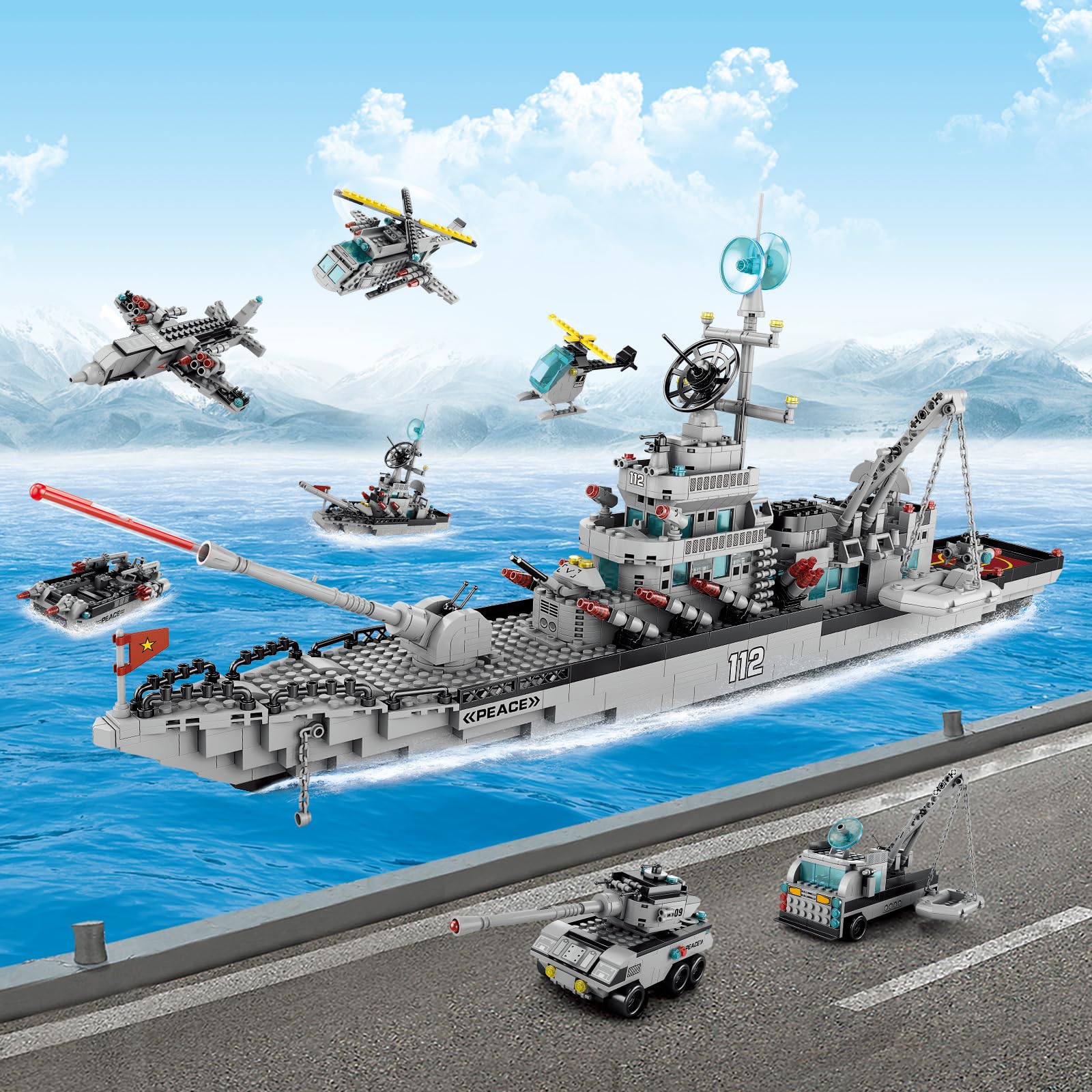 Toy Battleships And Destroyers DeAO Military Naval Aircraft Carrier