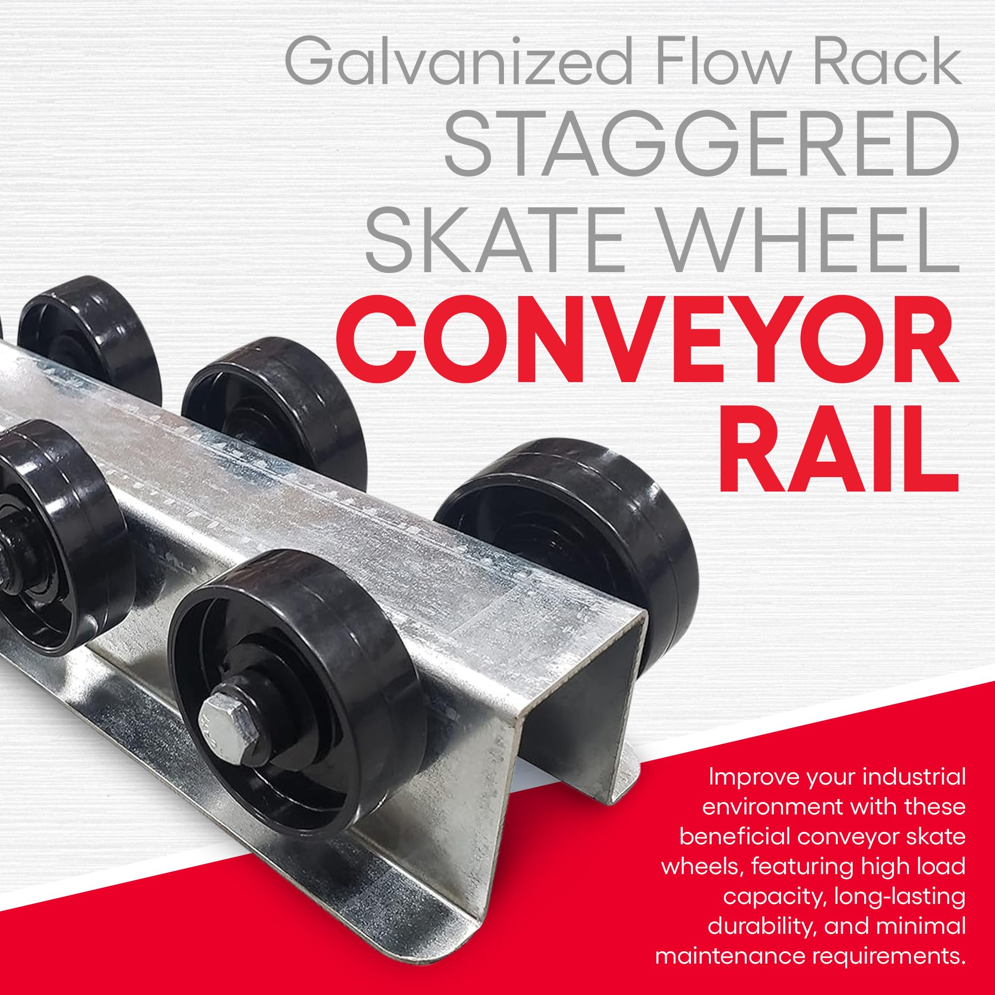 Snapklik.com : Galvanized Conveyor Rail 5 Staggered Steel Skate Wheels ...