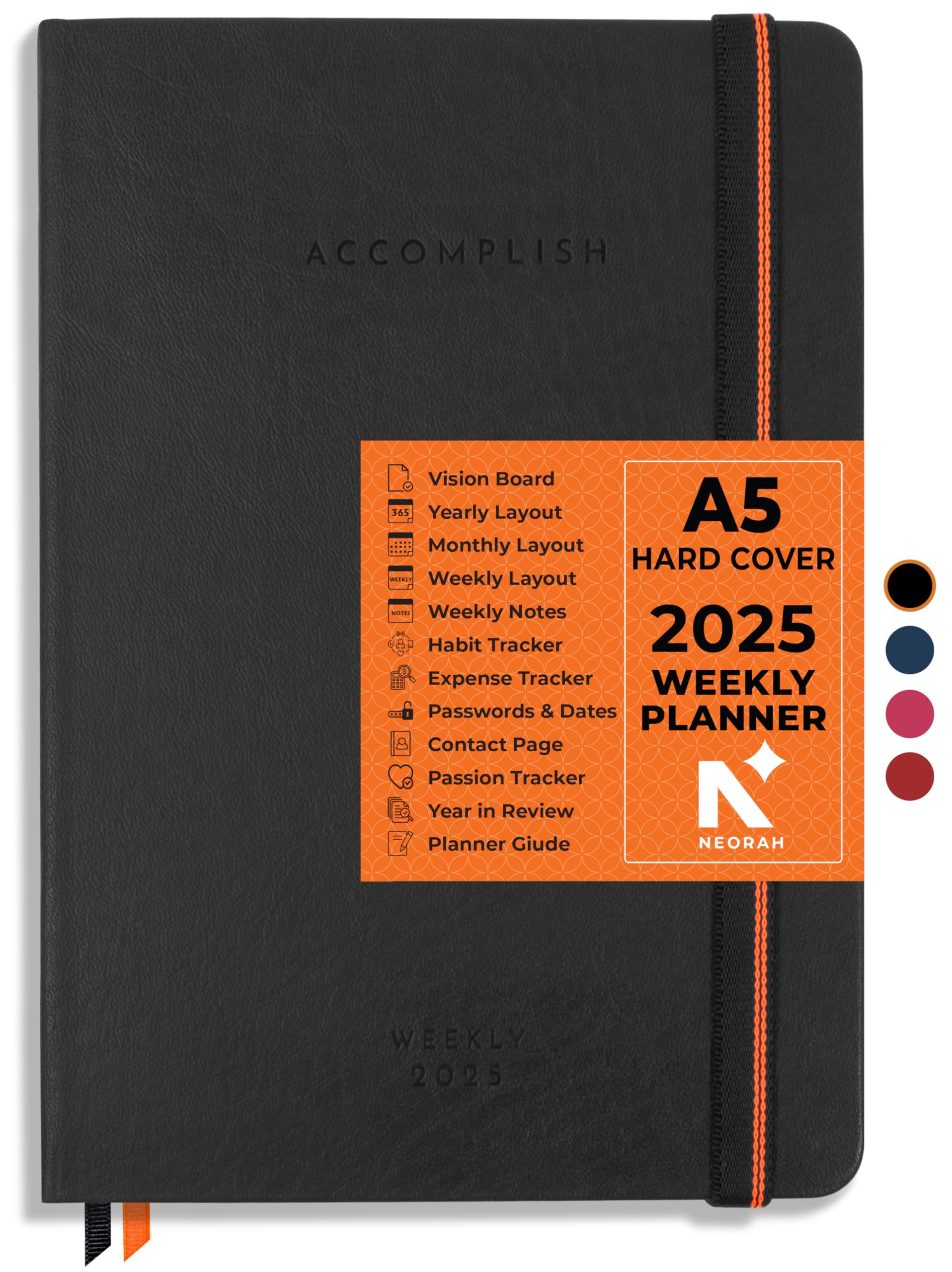 NEORAH - A5 2025 DATED WEEKLY PLANNER - Accomplish - Includes Yearly ...