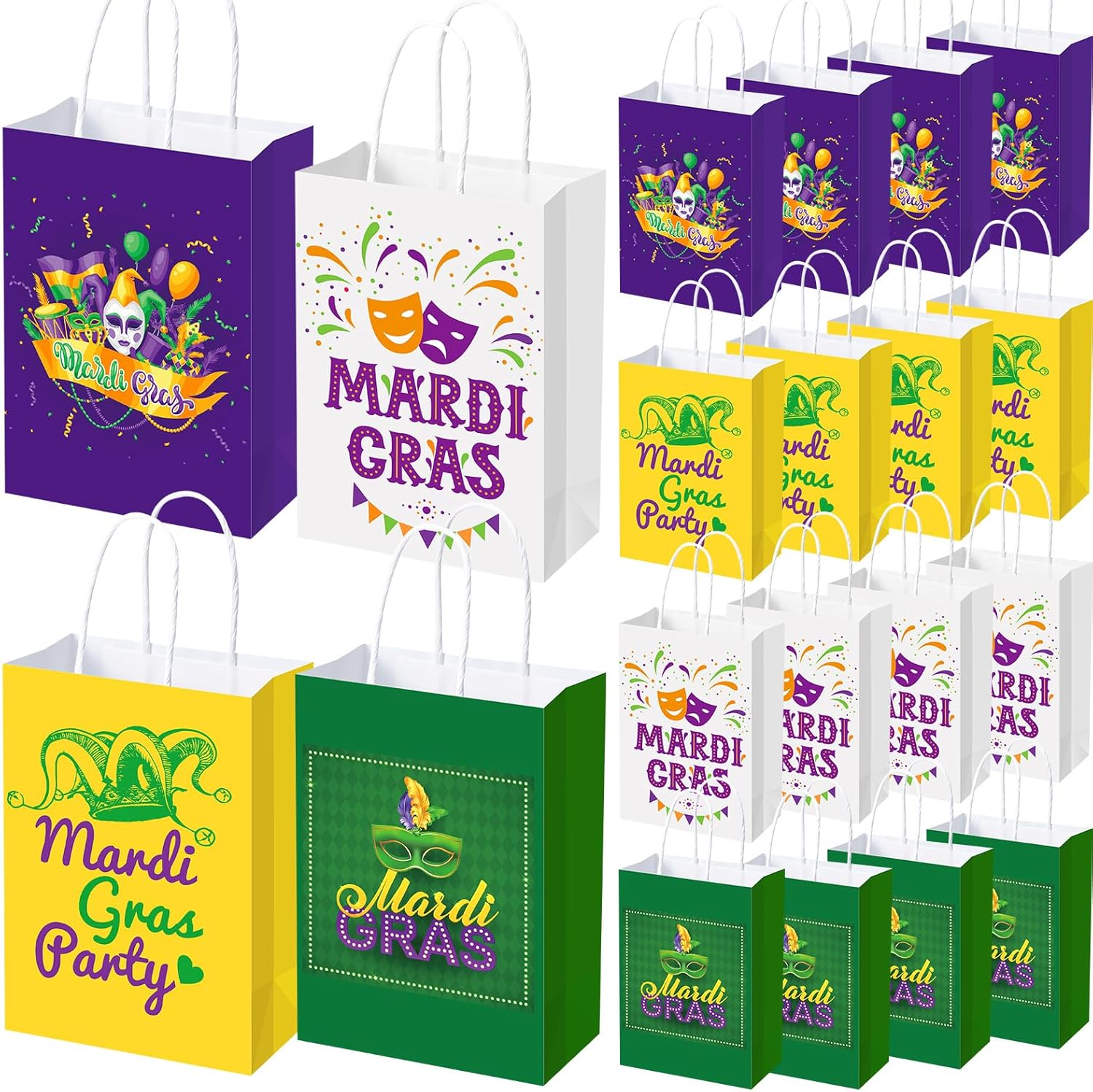 Amazon.com: Engrowtic 48 Pieces Mardi Gras Gift Bags with Handle Treat ...