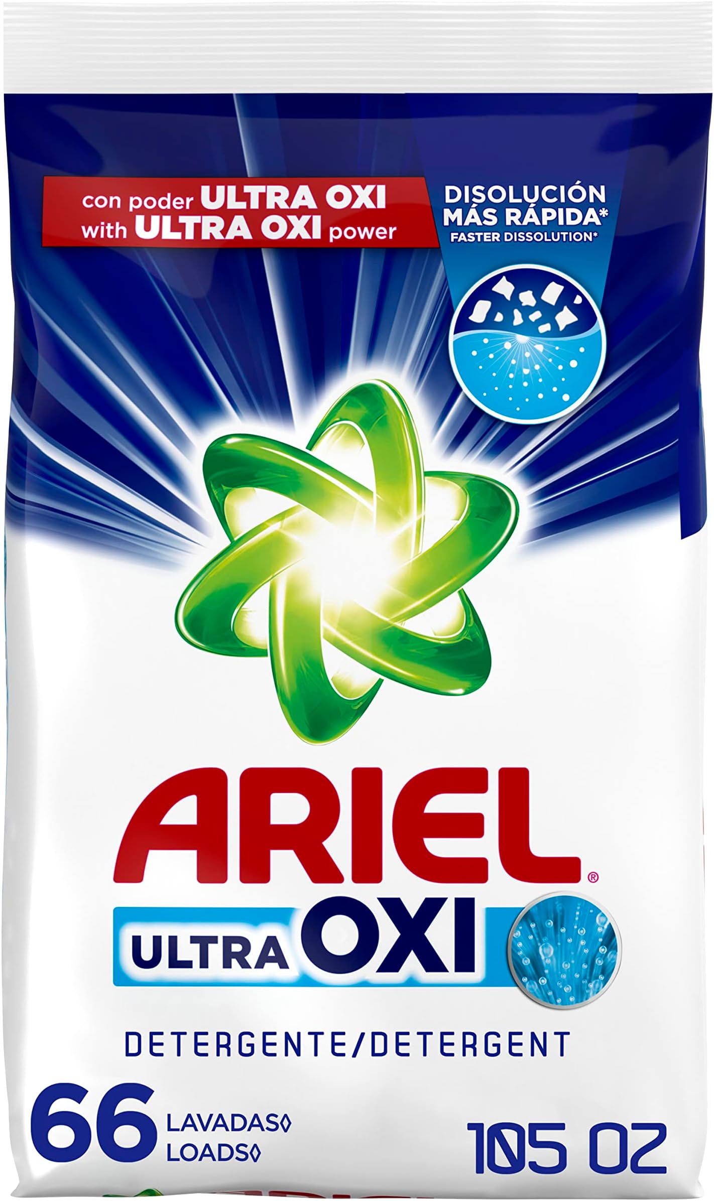 Amazon.com: Ariel, with Ultra Oxi, Powder Laundry Detergent, 105 oz 66 ...