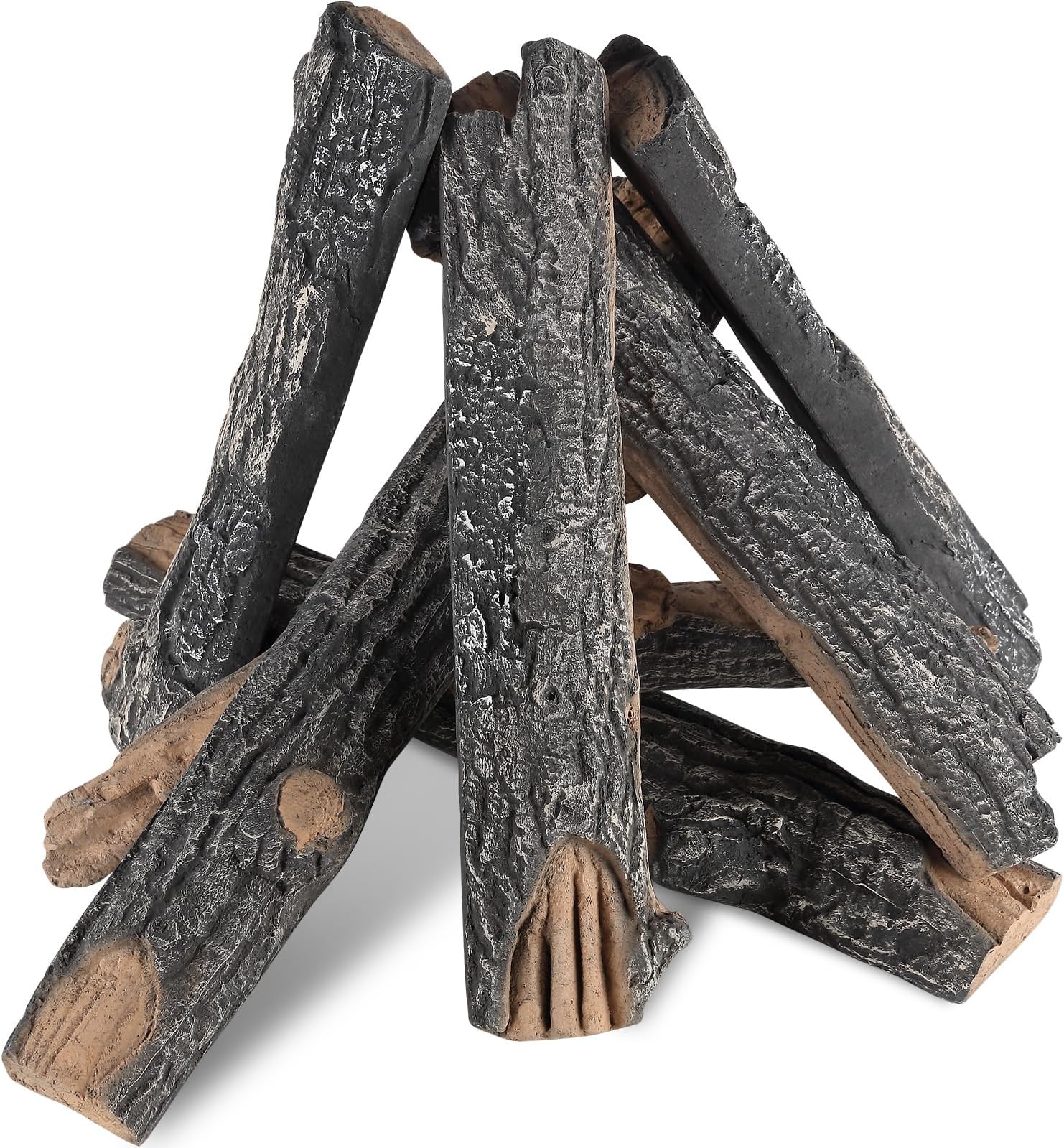Amazon.com: Barton 10PCS Ceramic Fireplace Logs Fake Logs Stackable ...