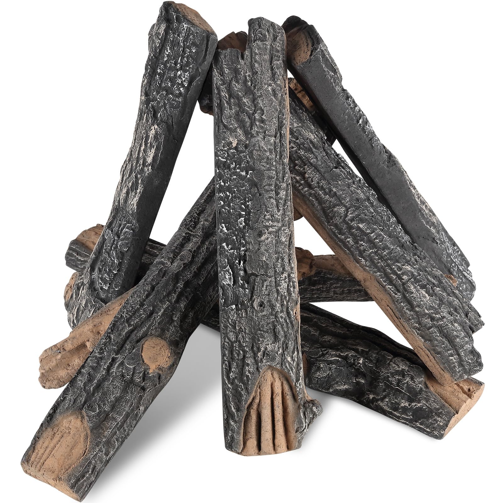 Amazon.com: VEVOR 8 Pcs Oak Logs, Gas Fireplace Ceramic Logs for Fire ...
