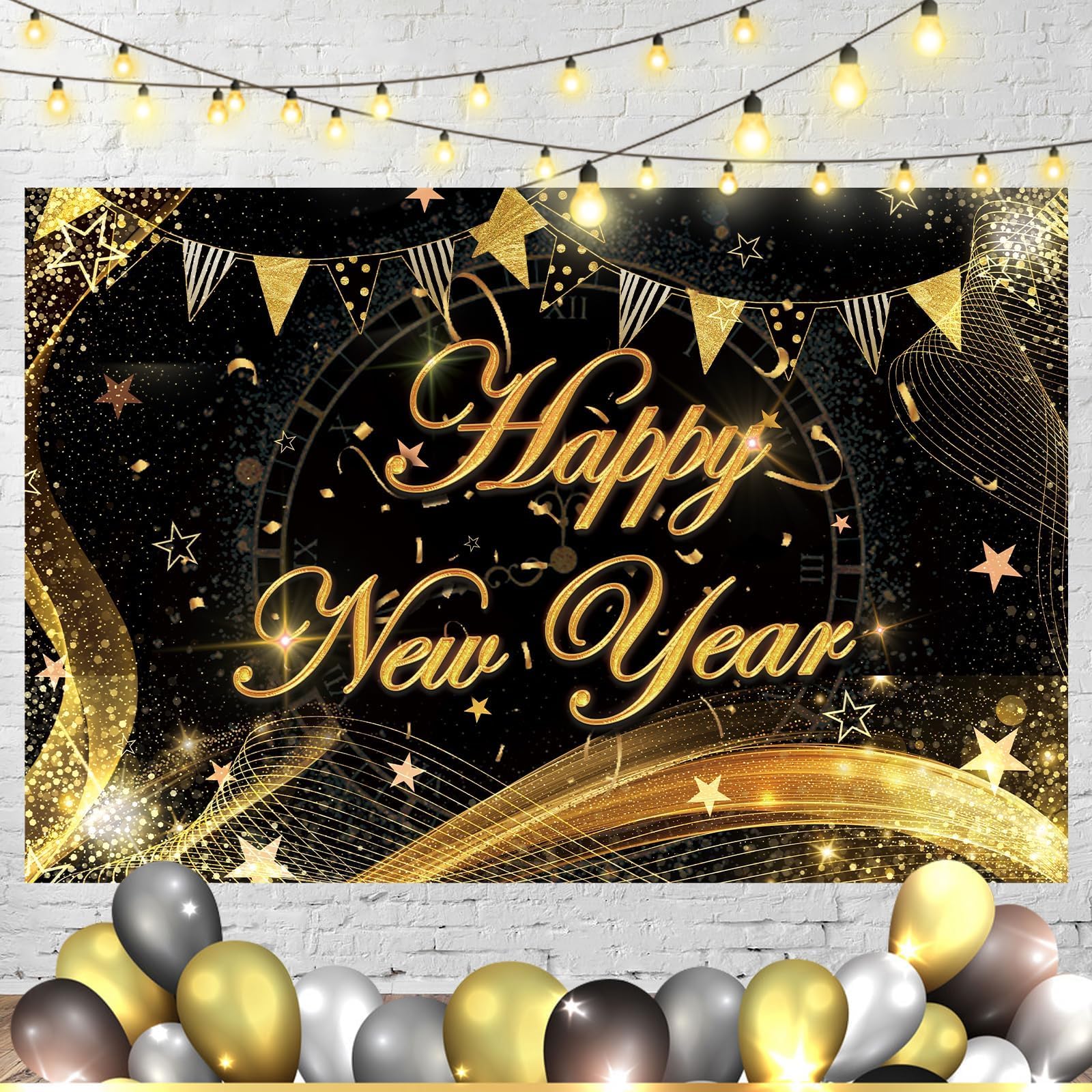 Buy Large Happy New Year Backdrop - 71x48 Inch | Happy New Year Banner ...