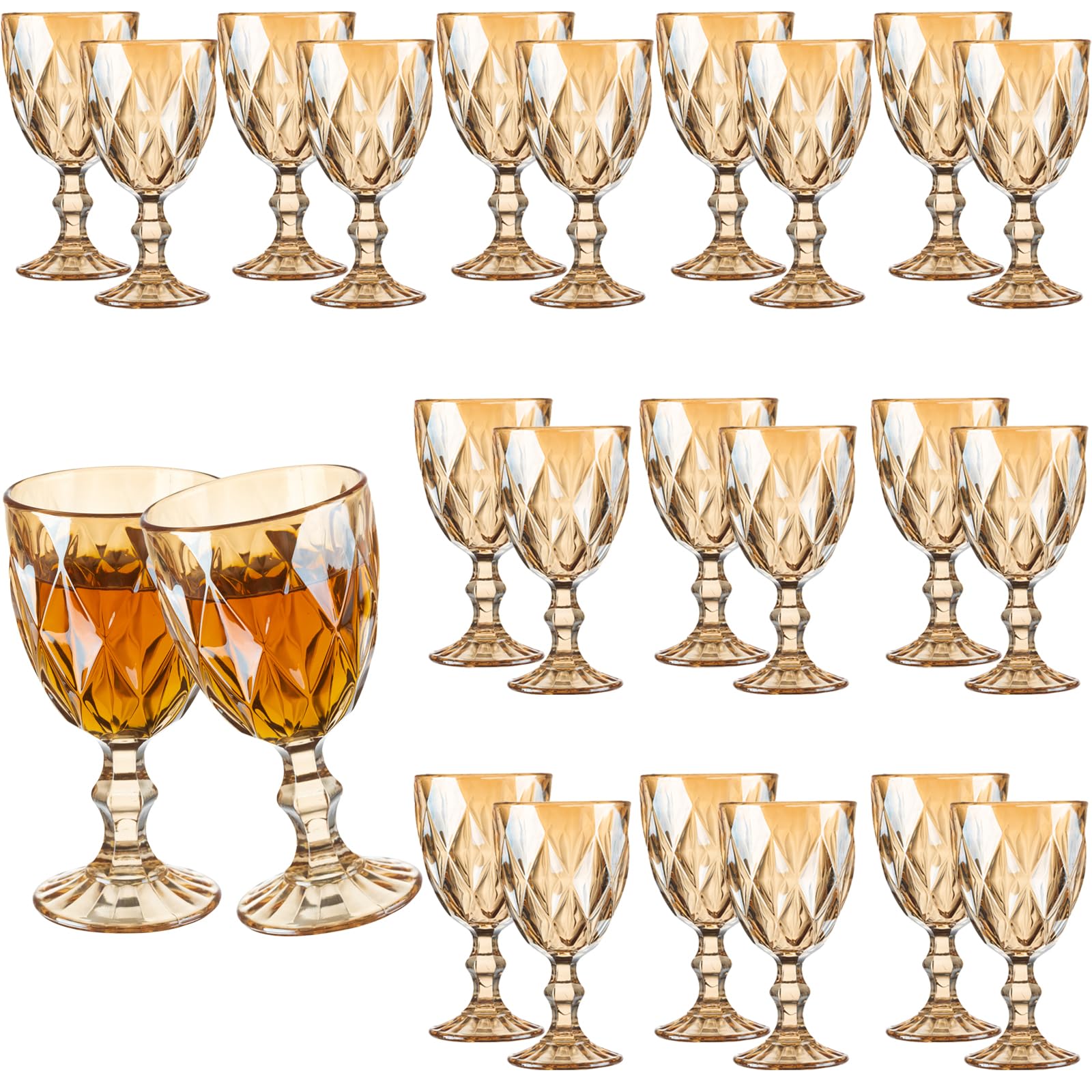Amazon.com | 24 Pcs Vintage Wine Glasses, 10 Ounce Colored Glass Water ...