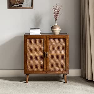 Amazon.com: HULALA HOME Boho Buffet Cabinet with 2 Rattan Doors & Solid ...