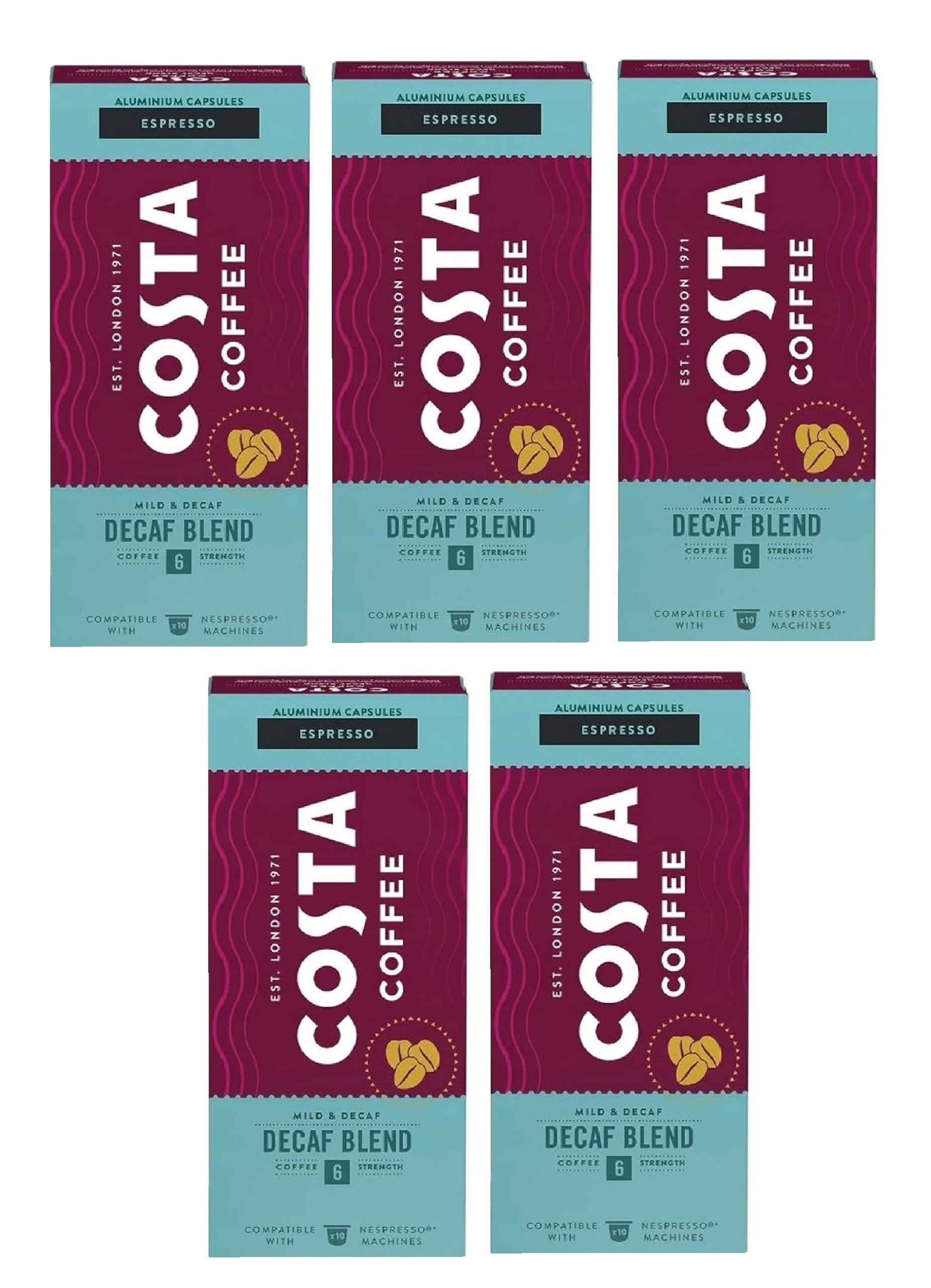 Costa Decaf Blend Nespresso Compatible Aluminum Coffee Capsules (Pack ...