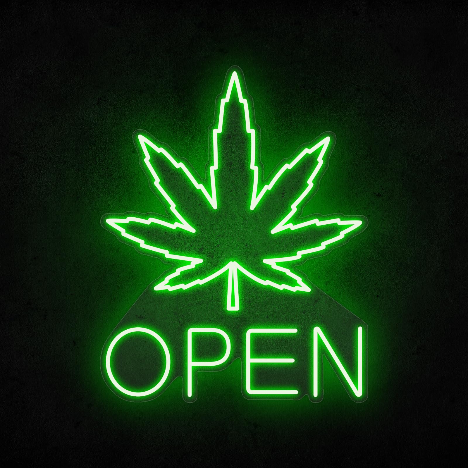 Amazon.com : Engree 20x16 inch Green Leaf & OPEN Neon Signs ...