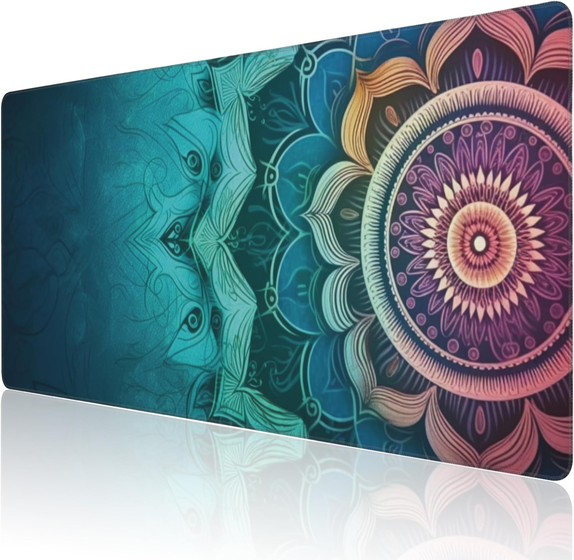 Amazon.com: Desk Mat, Vintage Mandala Flowers Extended Large Gaming ...