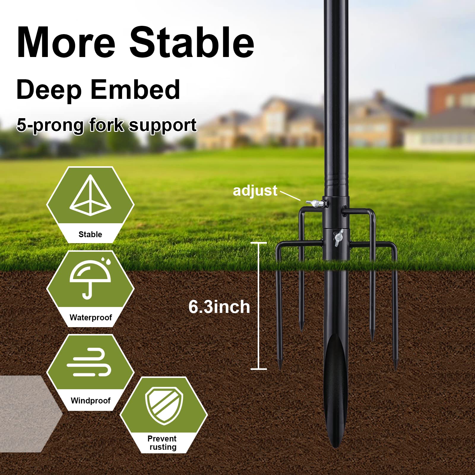 HOSKO 10FT String Light Poles for Outdoor - Black String Light Pole ...