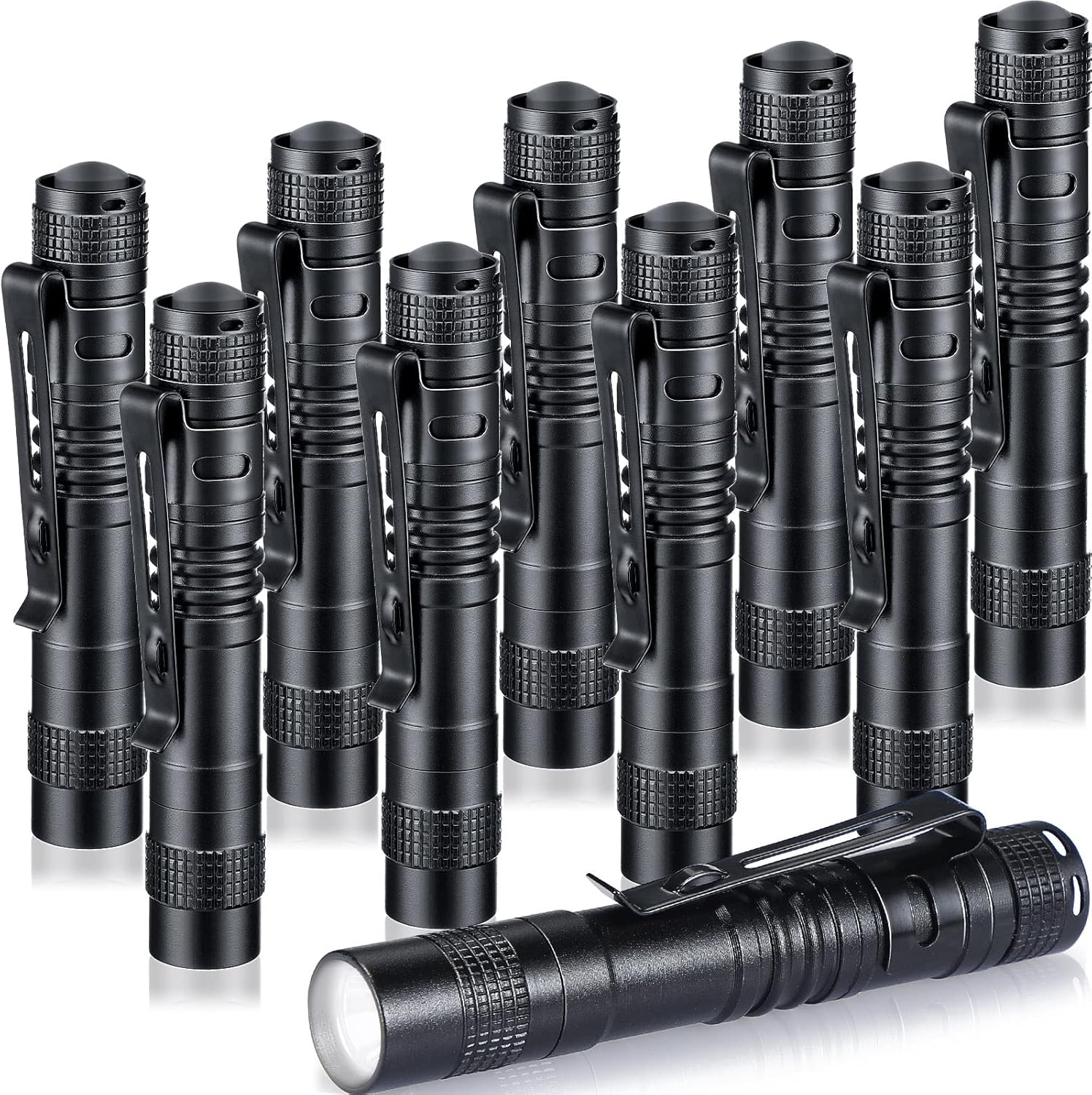 Hortsun 10 Pcs Mini Flashlight Bulk LED Pen with Pocket Small ...