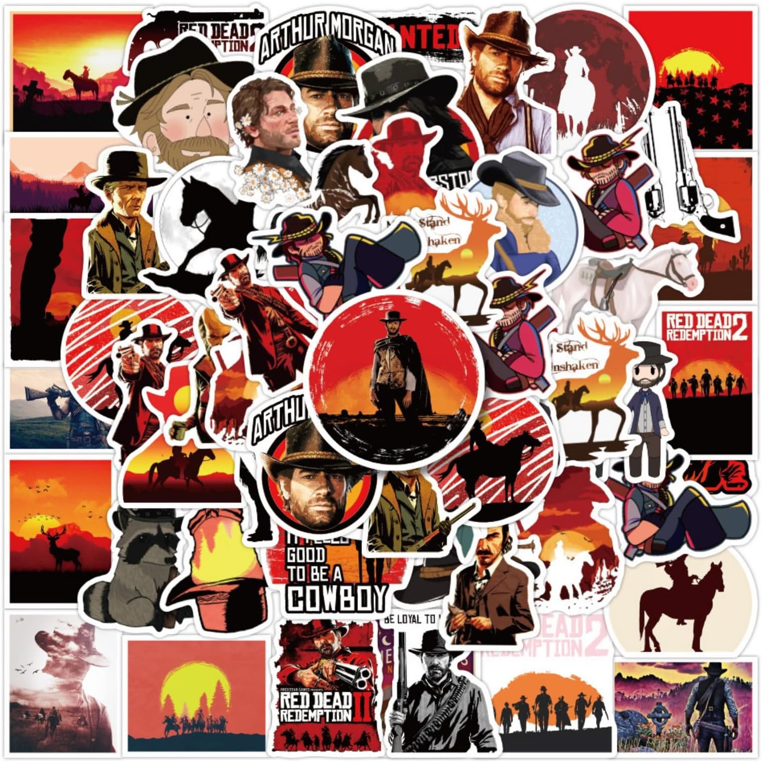 Amazon.com: HOT YOU GEN 50 pcs- RDR 2 Stickers R Star Games PVC ...