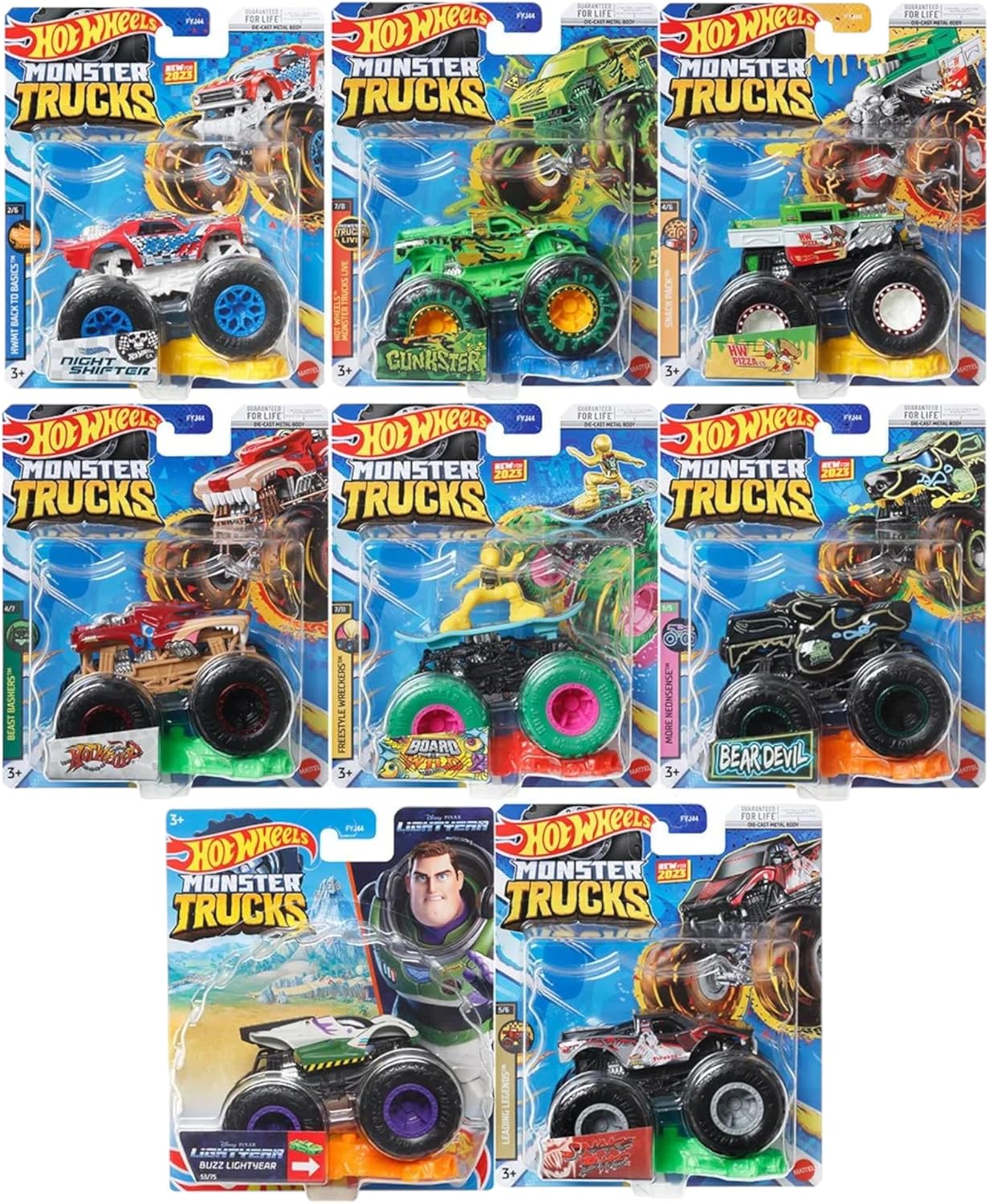 Amazon.com: Hot Wheels Monster Trucks Connect and Crash Car Complete Set of 8 Diecast Vehicles ...