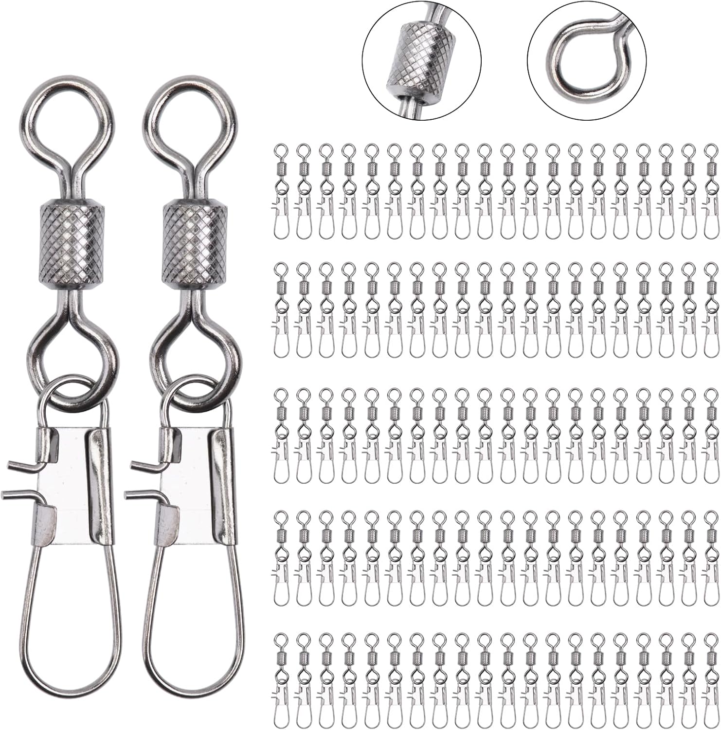 Amazon.com : Goture Fishing Snap Swivels, Barrel Swivel with Snap ...