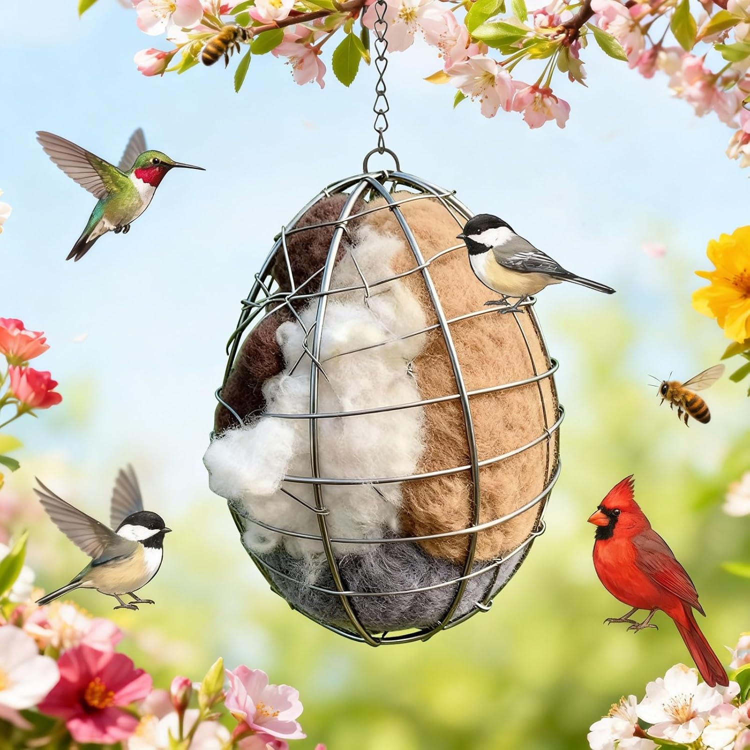 Amazon.com: Handmade Fiber Bird Nesting Heart, Rabbit Fiber Bird ...