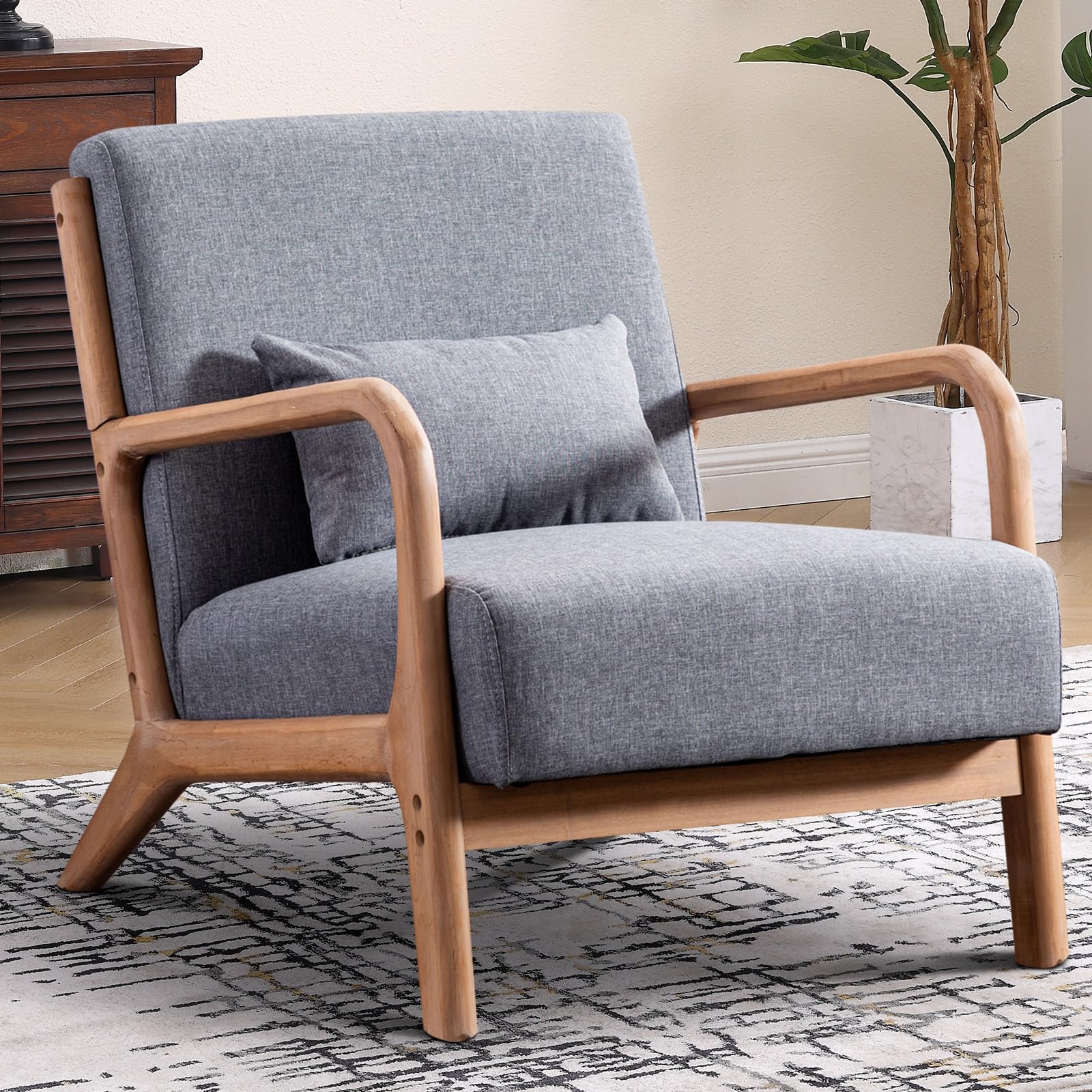 Amazon.com: IOMOR Accent Chair Mid Century Modern Chair Linen Fabric ...