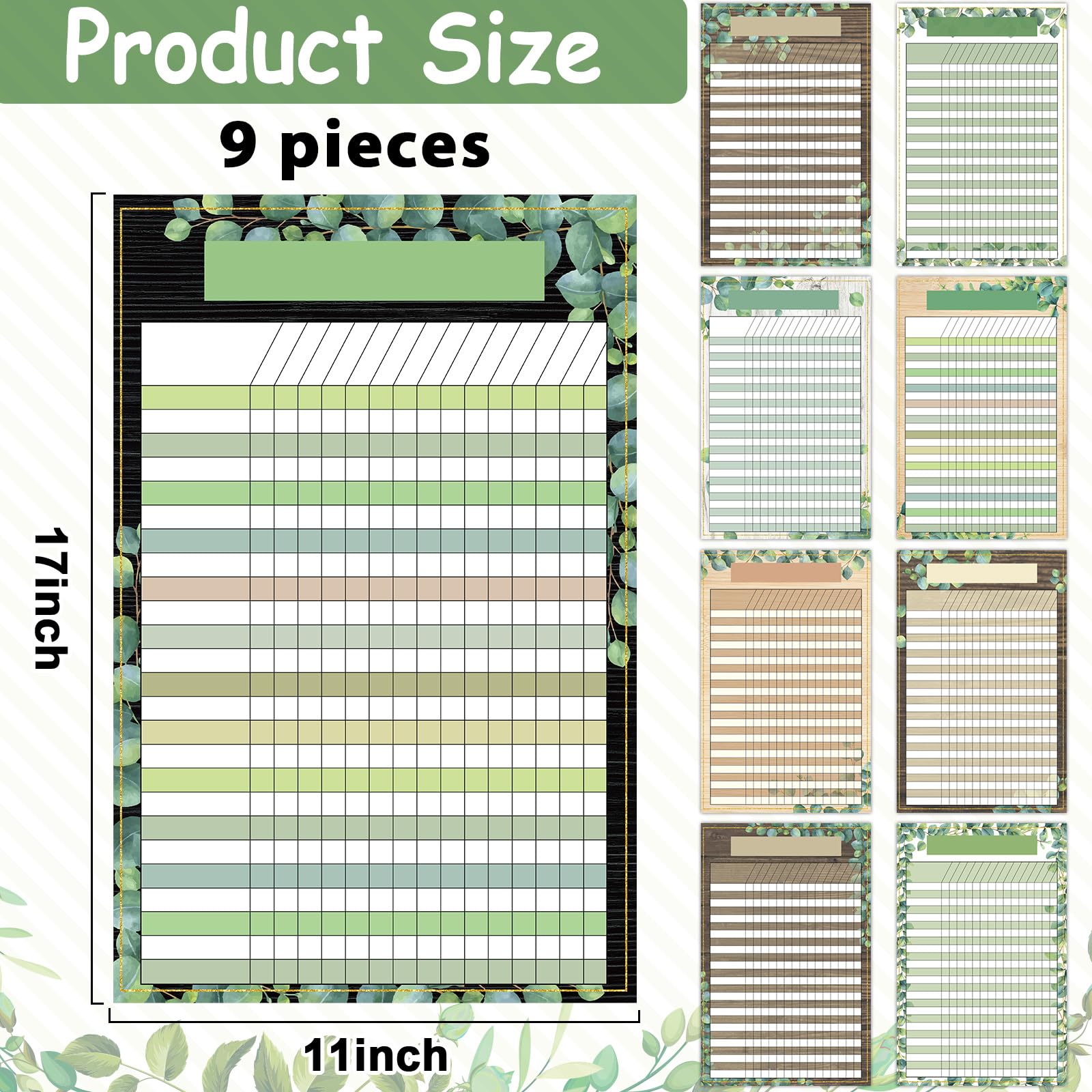 Snapklik.com : 9 PCS Simply Boho Charts Eucalyptus Incentive Chart ...