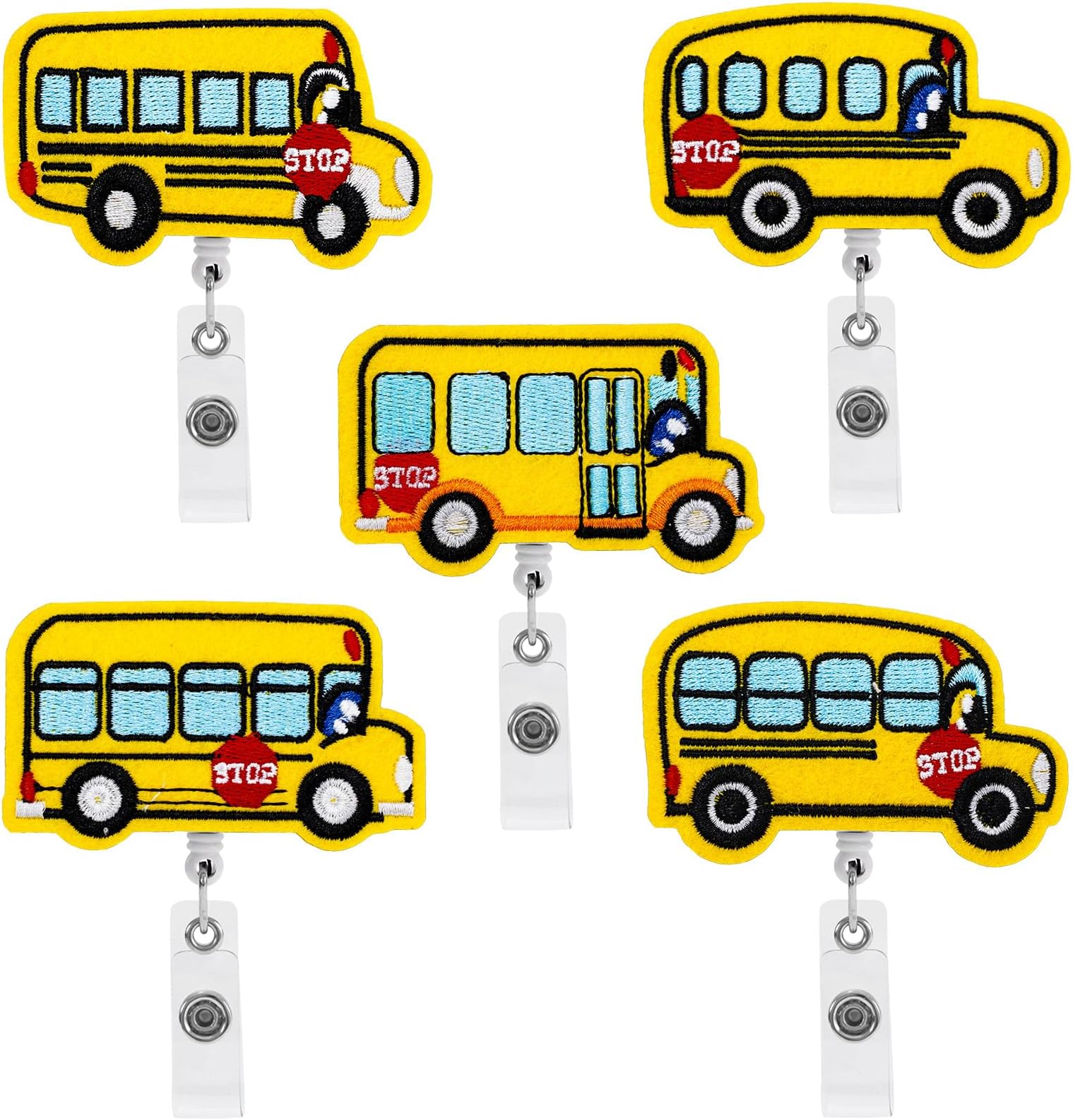 Amazon.com : Whaline 5Pcs School Bus Retractable Badge Reels Holders ...