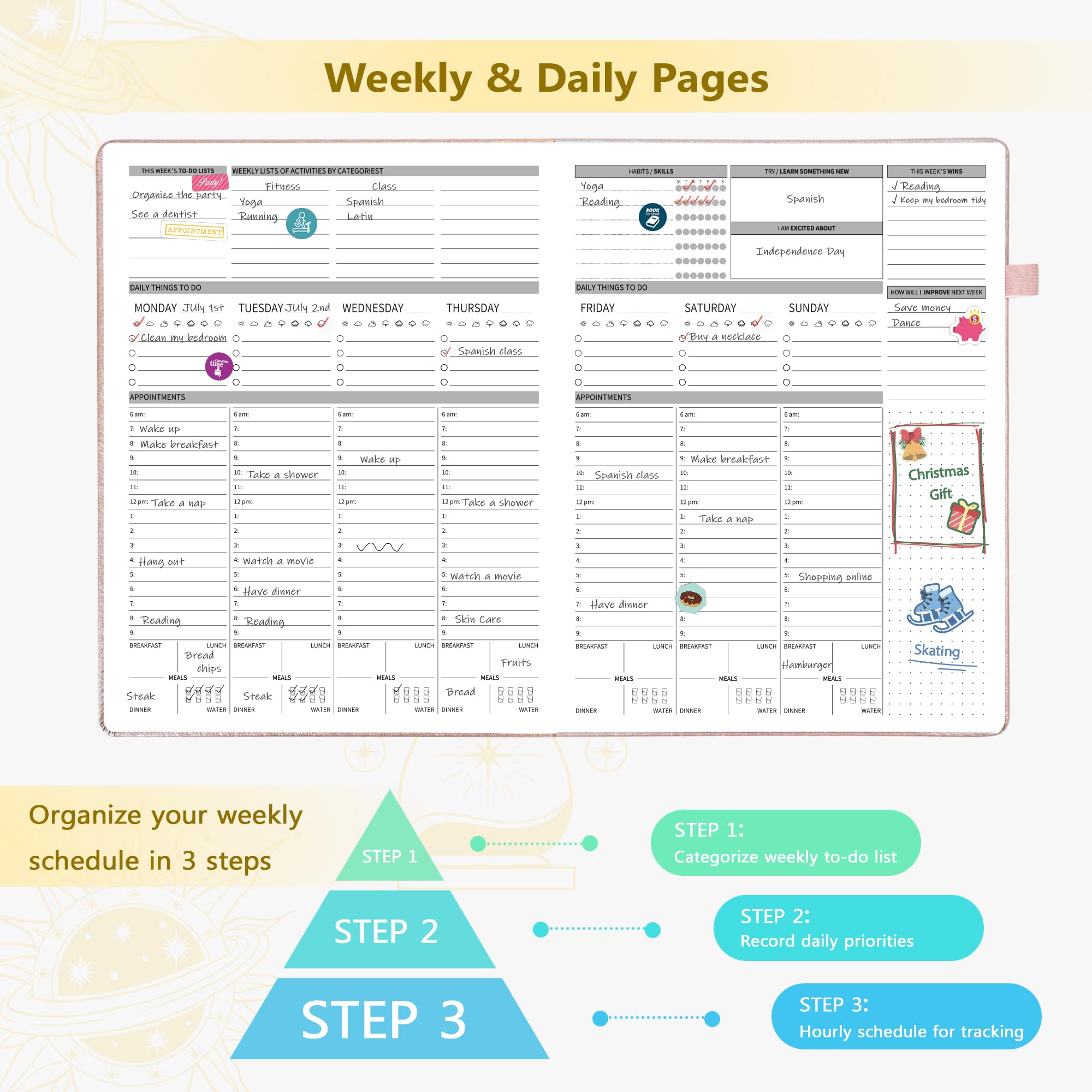 Snapklik.com : Undated Hourly Planner Weekly Monthly Planners 12 Months ...