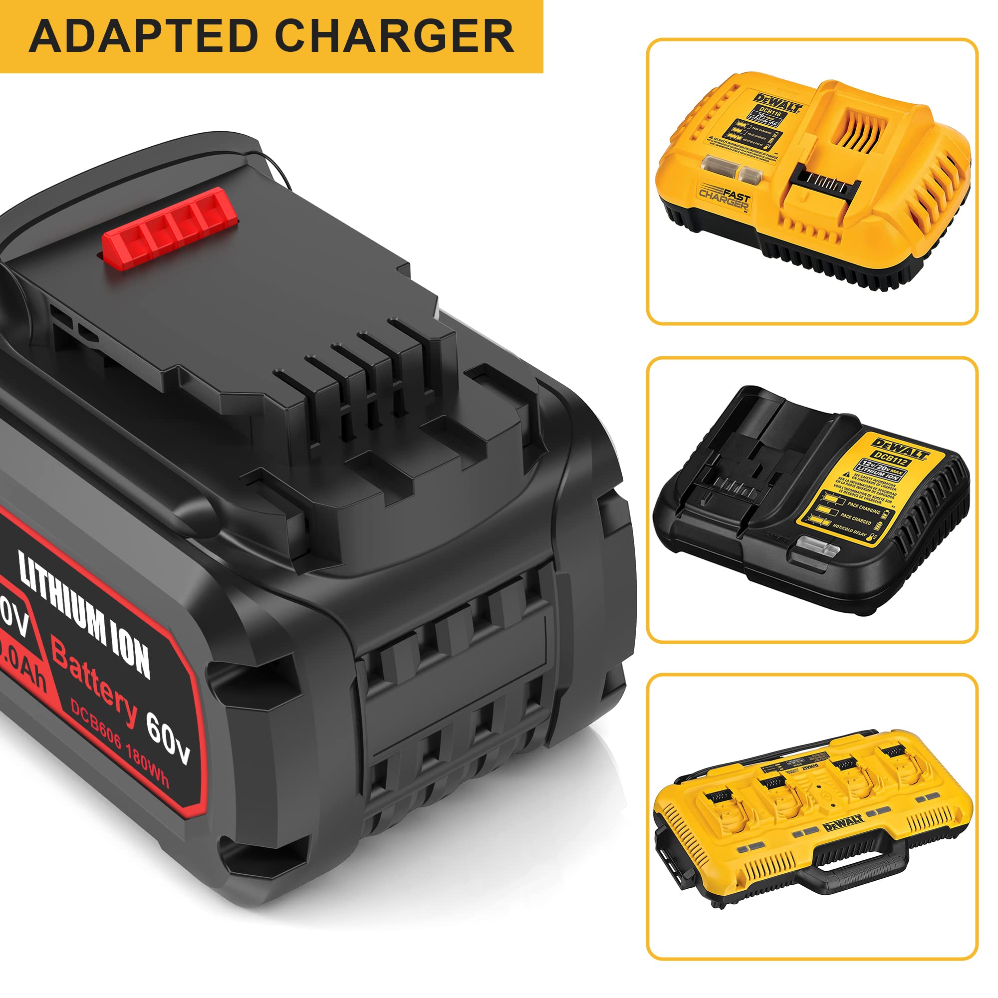 NEW 9.0Ah DCB606 DCB609 Replacement for DEWALT 20V/60V Max Battery ...