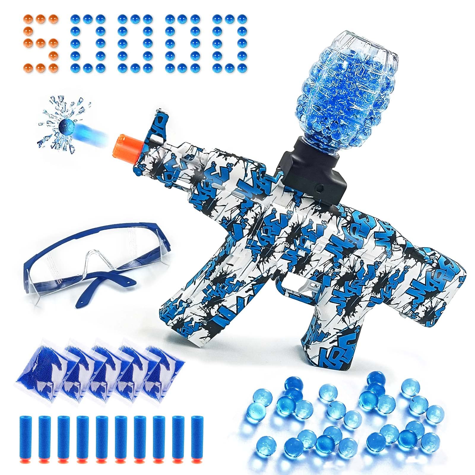 Electric Gel Ball Blaster Toy, AKM-47 Splatter Blaster Automatic with ...