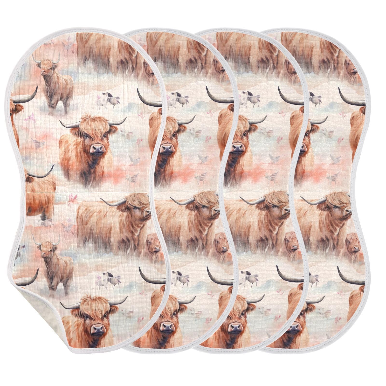 Amazon.com: UMIRIKO Cute Highland Cow Burp Cloths for Baby Boys Girls 4 ...