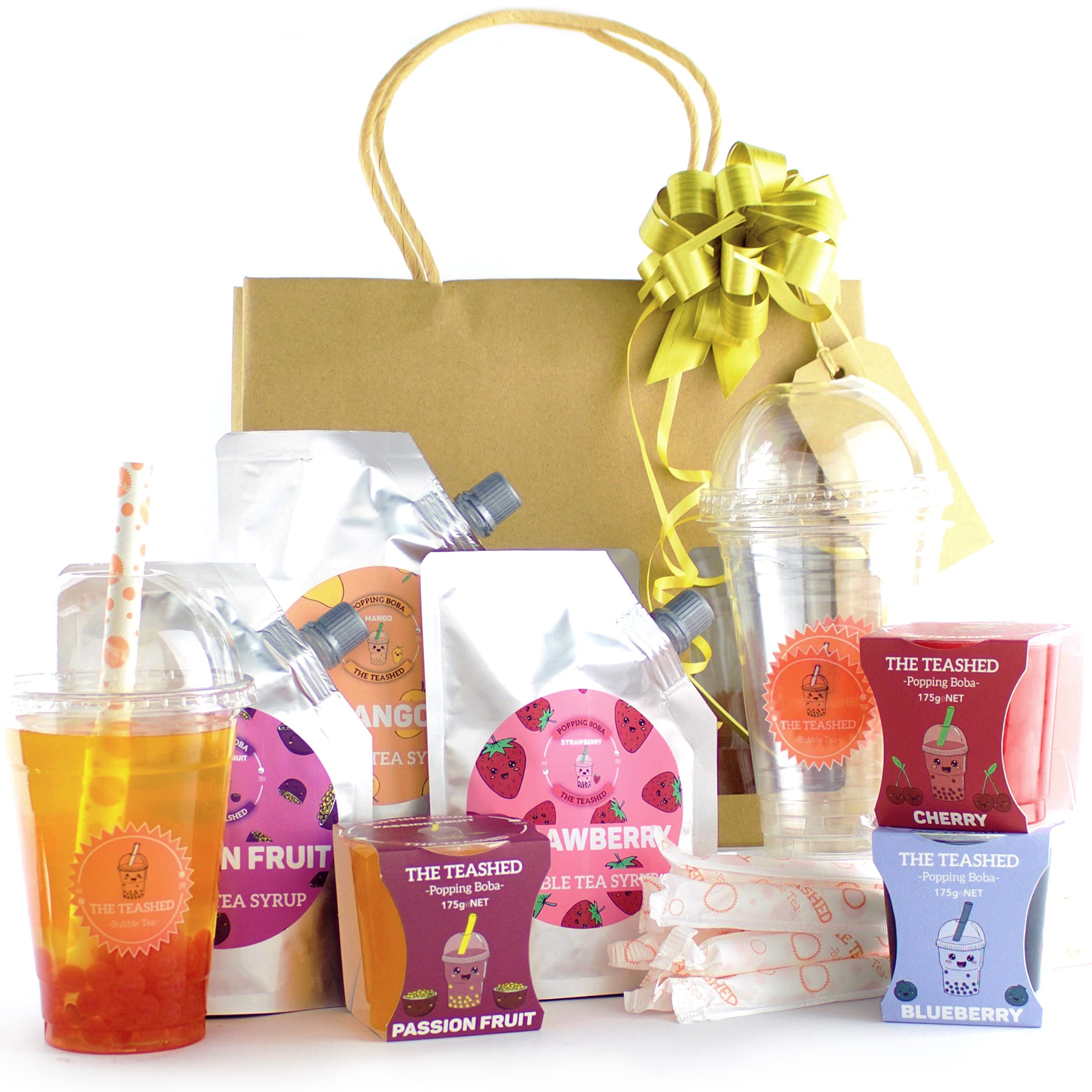 The *TeaShed Bubble Tea Kit Syrup Gift Set with 12 Servings | Syrup ...