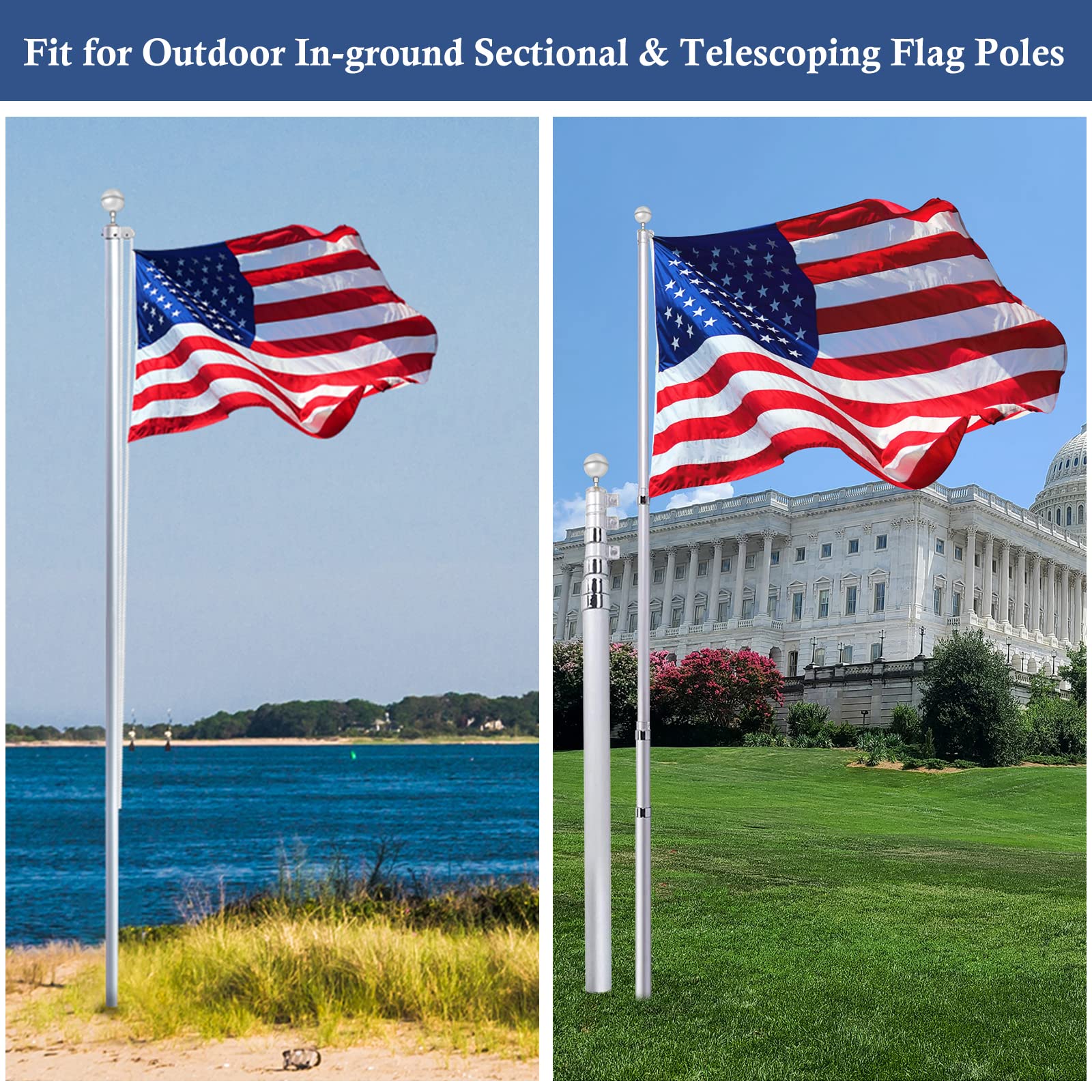 NQ Flag Pole Ball Topper Ornament - Flagpole Top Replacement, Aluminum ...